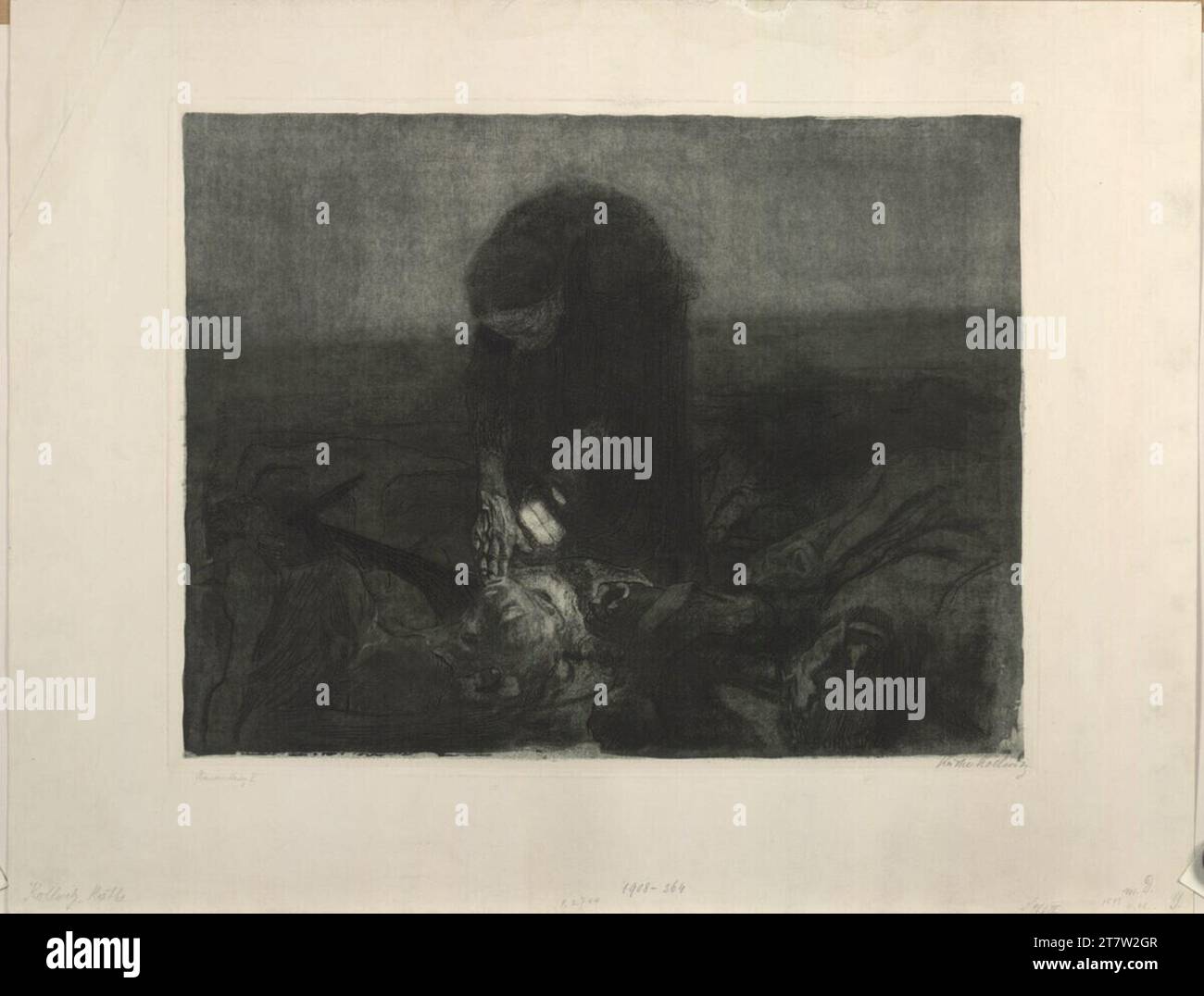 Käthe Kollwitz Battlefield. Etching; Pointier manner; Corn paper ...