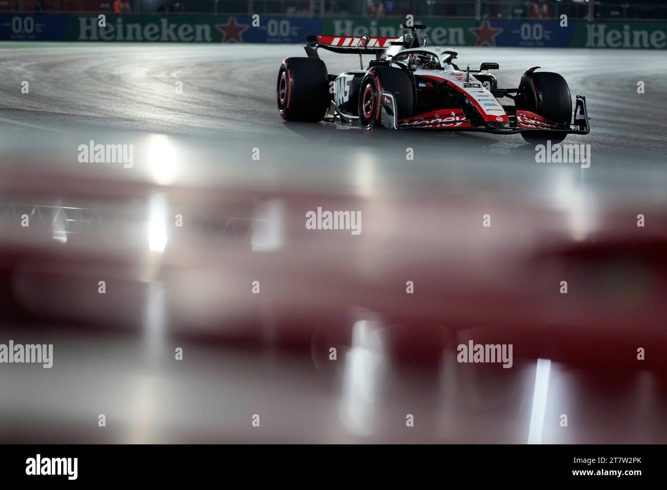 Haas driver Kevin Magnussen, of Denmark, drives during the second ...