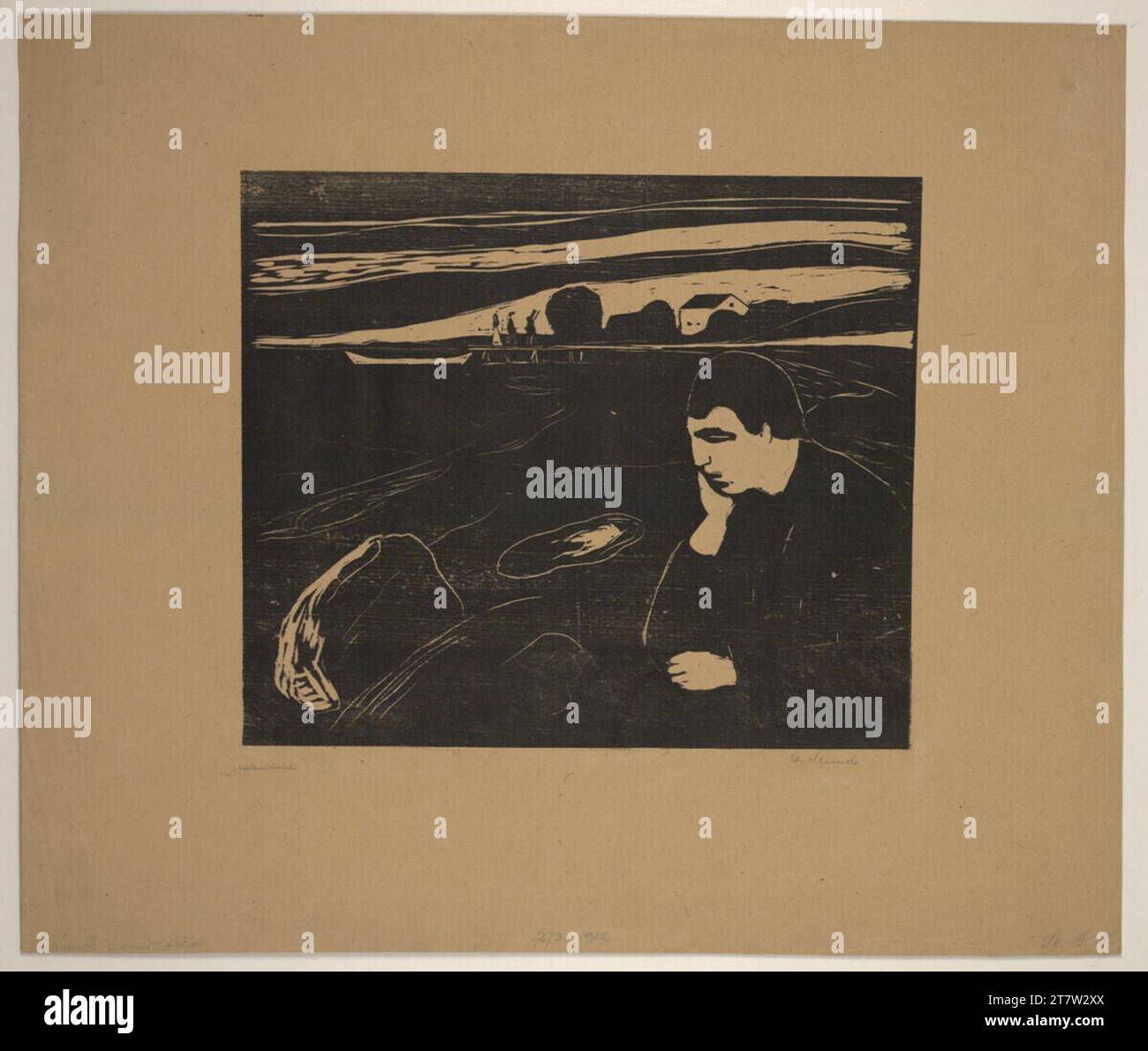 Edvard Munch Melancholie 3. Woodcut with hollow iron and trunk saw in ...