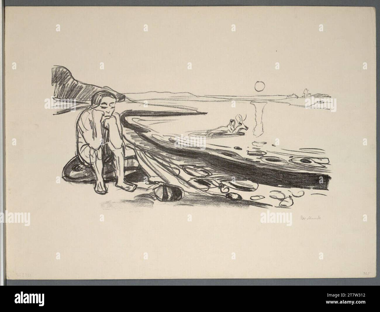 Edvard Munch Omega's escape. Lithography 1908-1909 , 1908/1909 Stock ...