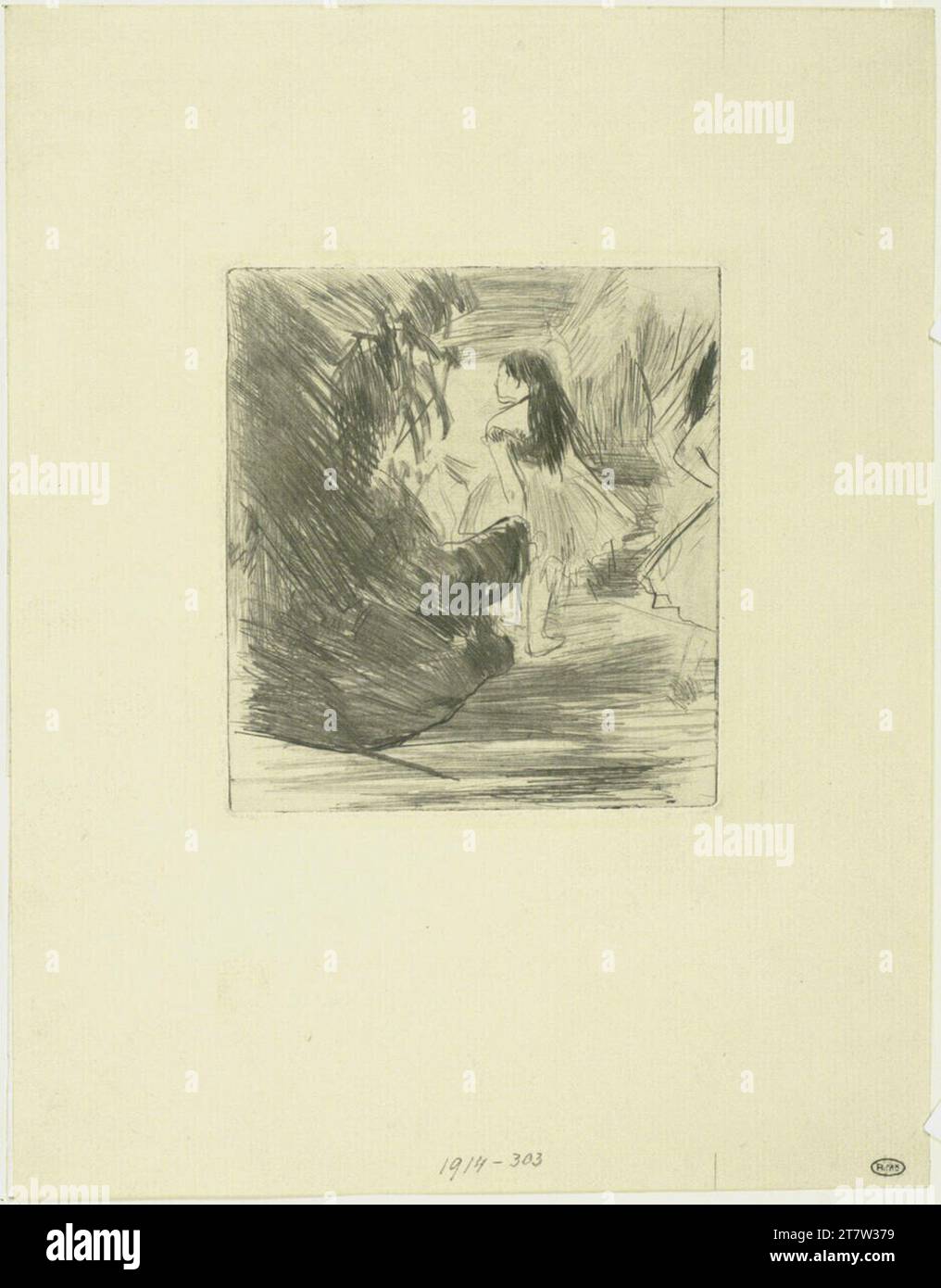 Edgar Degas Two dancers behind the backdrop. Cold needle; II. From II ...