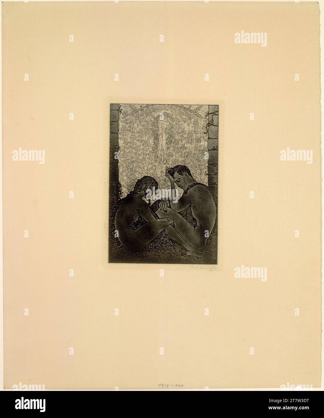 Mileva Roller People tell fairy tales. etching Stock Photo - Alamy