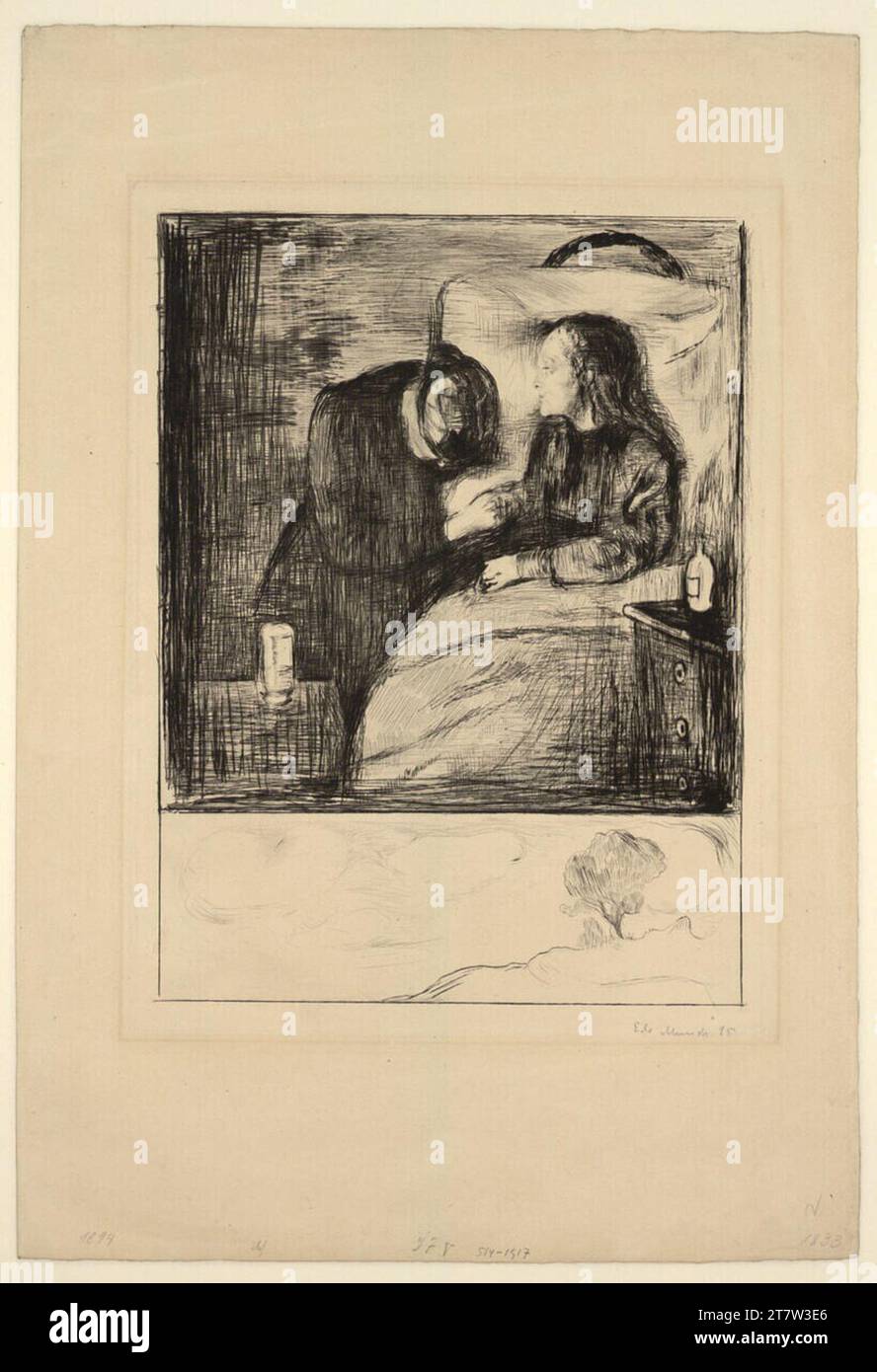 Edvard Munch The sick child I. College and etching on the copper plate ...