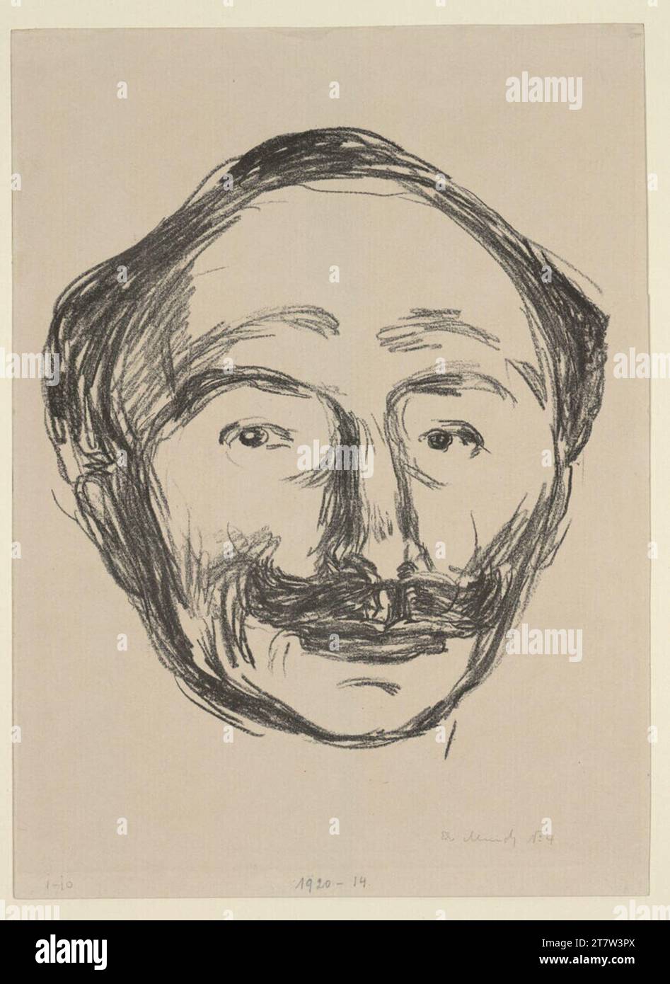Edvard Munch Goldstein en face. Lithography with litho -series in black ...