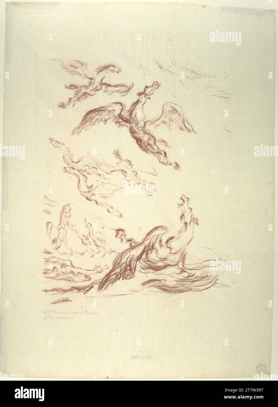 Otto Hettner PEGASUSHORDE. Lithography in Red Chalk , Japanese paper ...