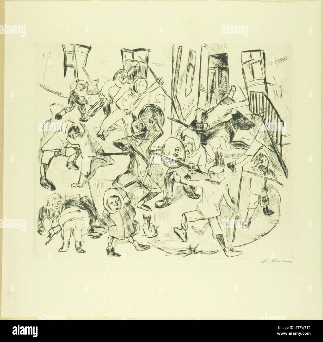 Max Beckmann Faces; Playing children. Etching, handmade paper 1918 ...