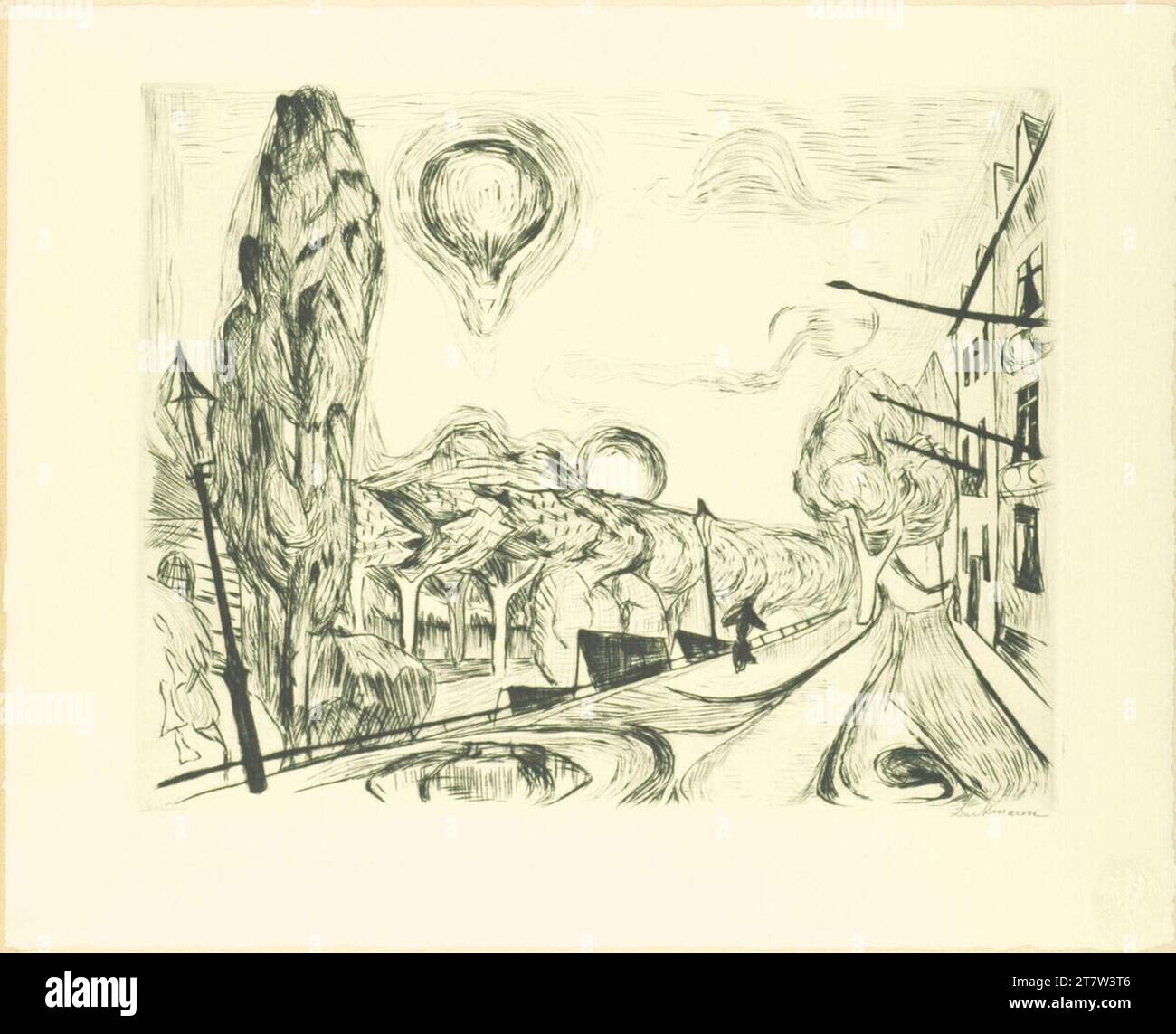 Max Beckmann Faces; Landscape with balloon. Etching, handmade paper ...