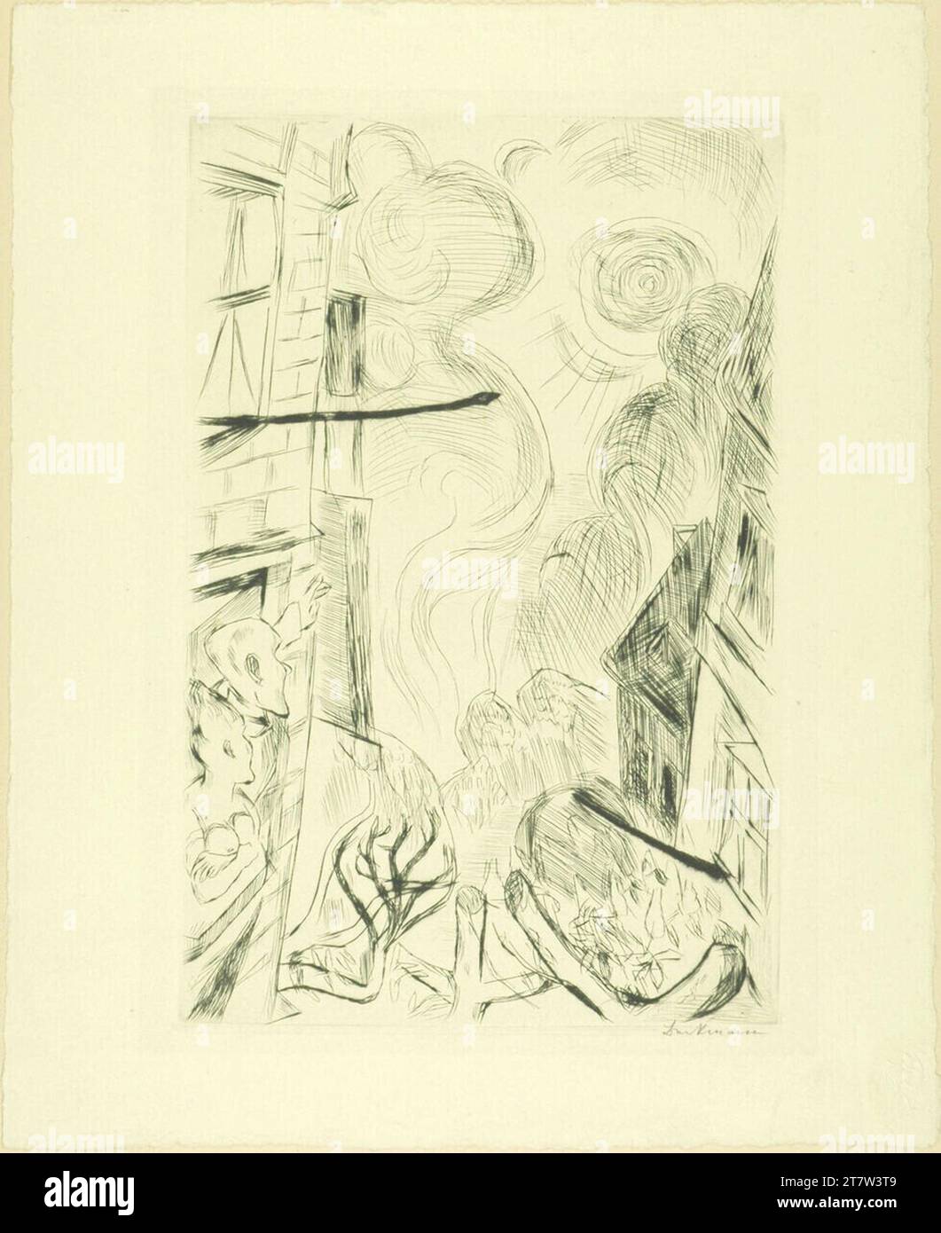 Max Beckmann Faces; Street in Frankfurt. Etching, handmade paper 1918 ...