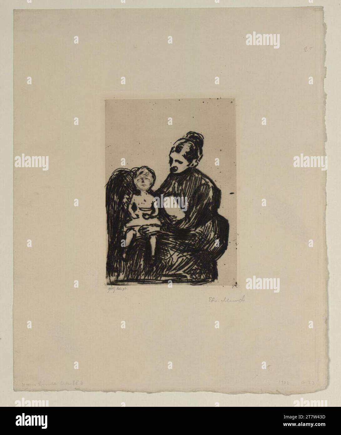 Edvard Munch Nanny and boy. Etching on the copper plate in black 1902 ...