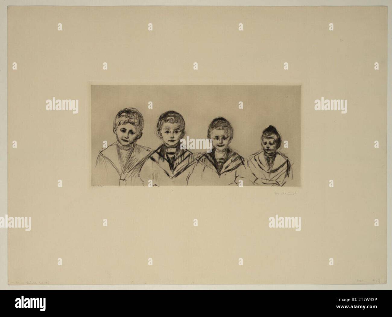 Edvard Munch Portrait of the four boys. Colding on the copper plate in ...