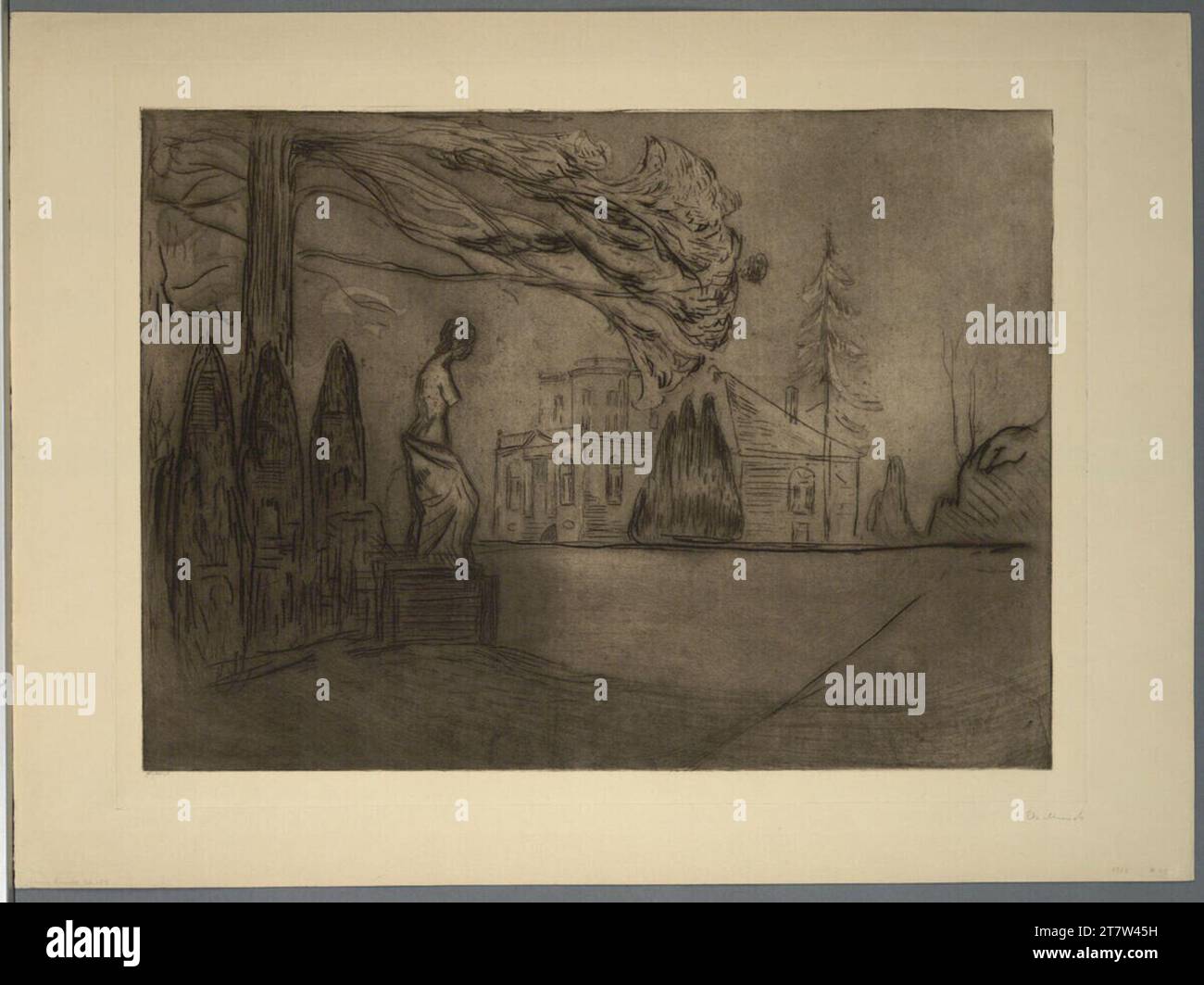 Edvard Munch The garden at night. Cush, cold-wheel etching and aquatint ...