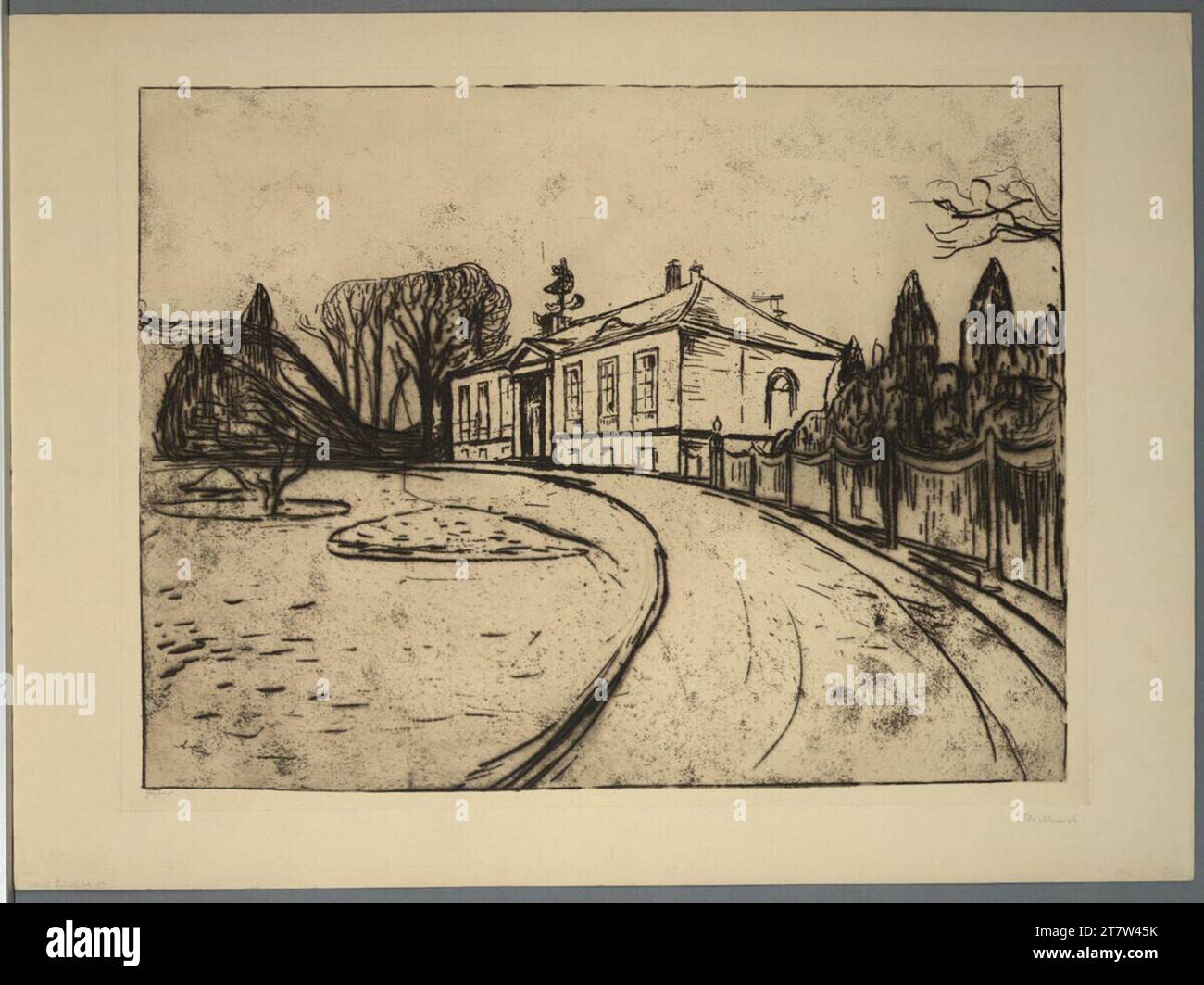Edvard Munch The house. Etching on a zinc plate in brown 1902 , 1902 ...