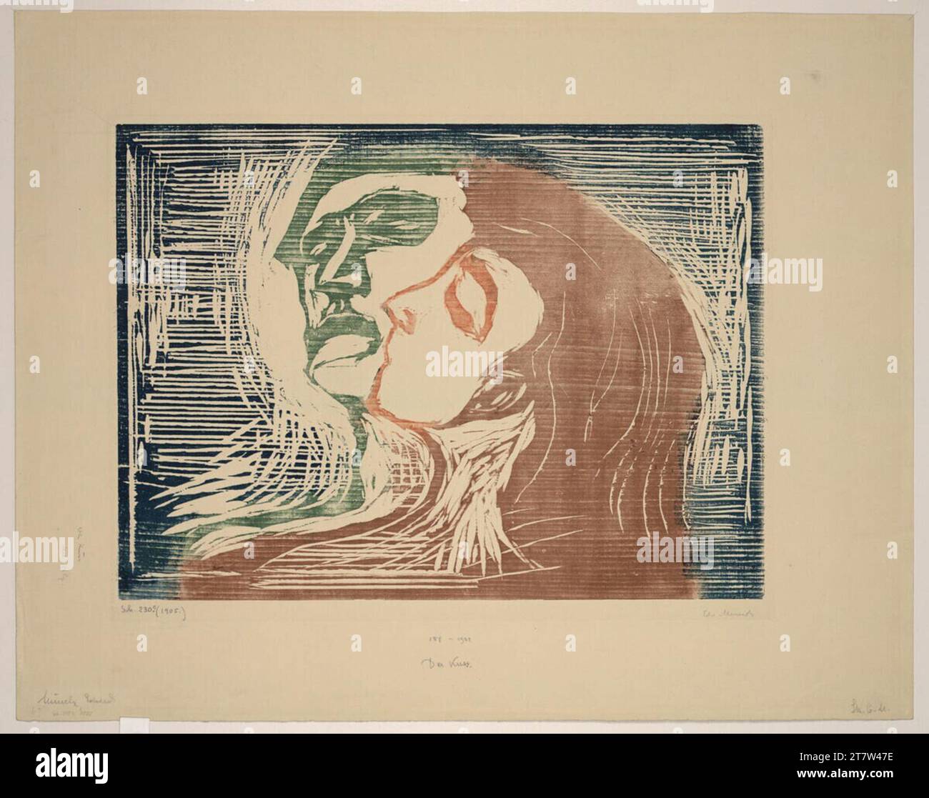 Edvard Munch Head with head. Color wood cut with hollow iron and chisel ...