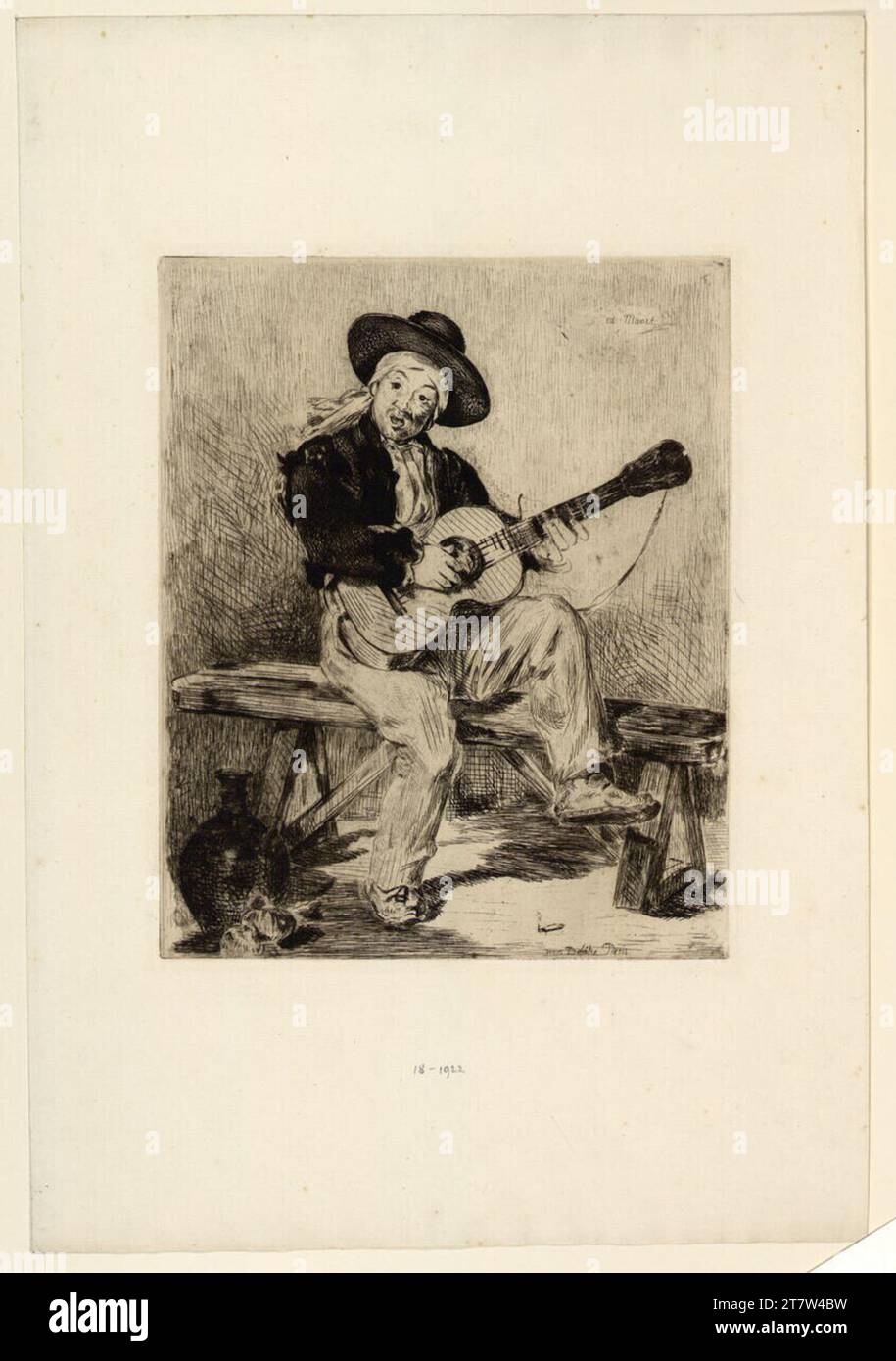 Edouard Manet The Spanish singer or the guitar player. etching 1861 ...