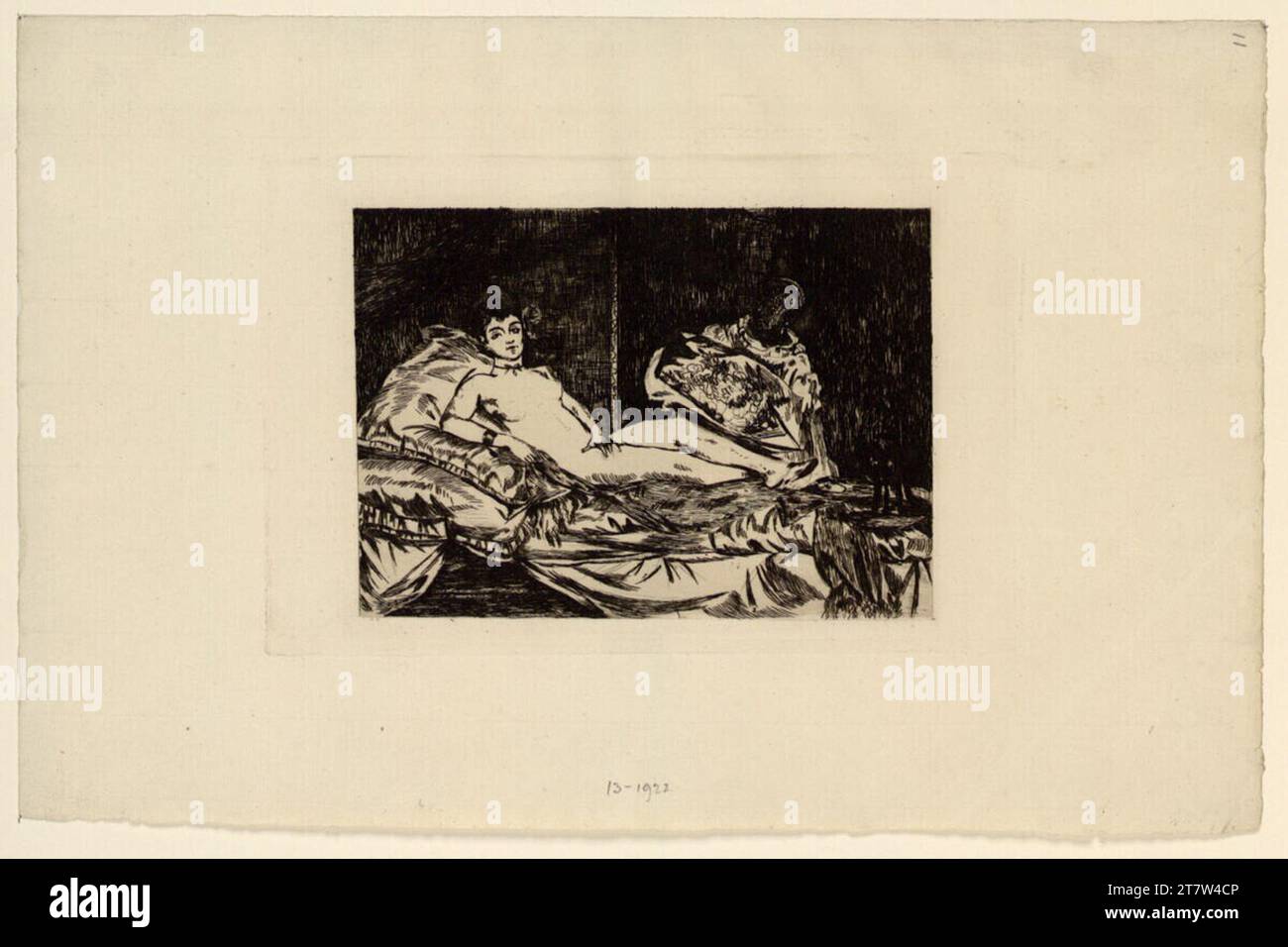 Edouard Manet Olympia. etching 1865 , 1865 Stock Photo - Alamy