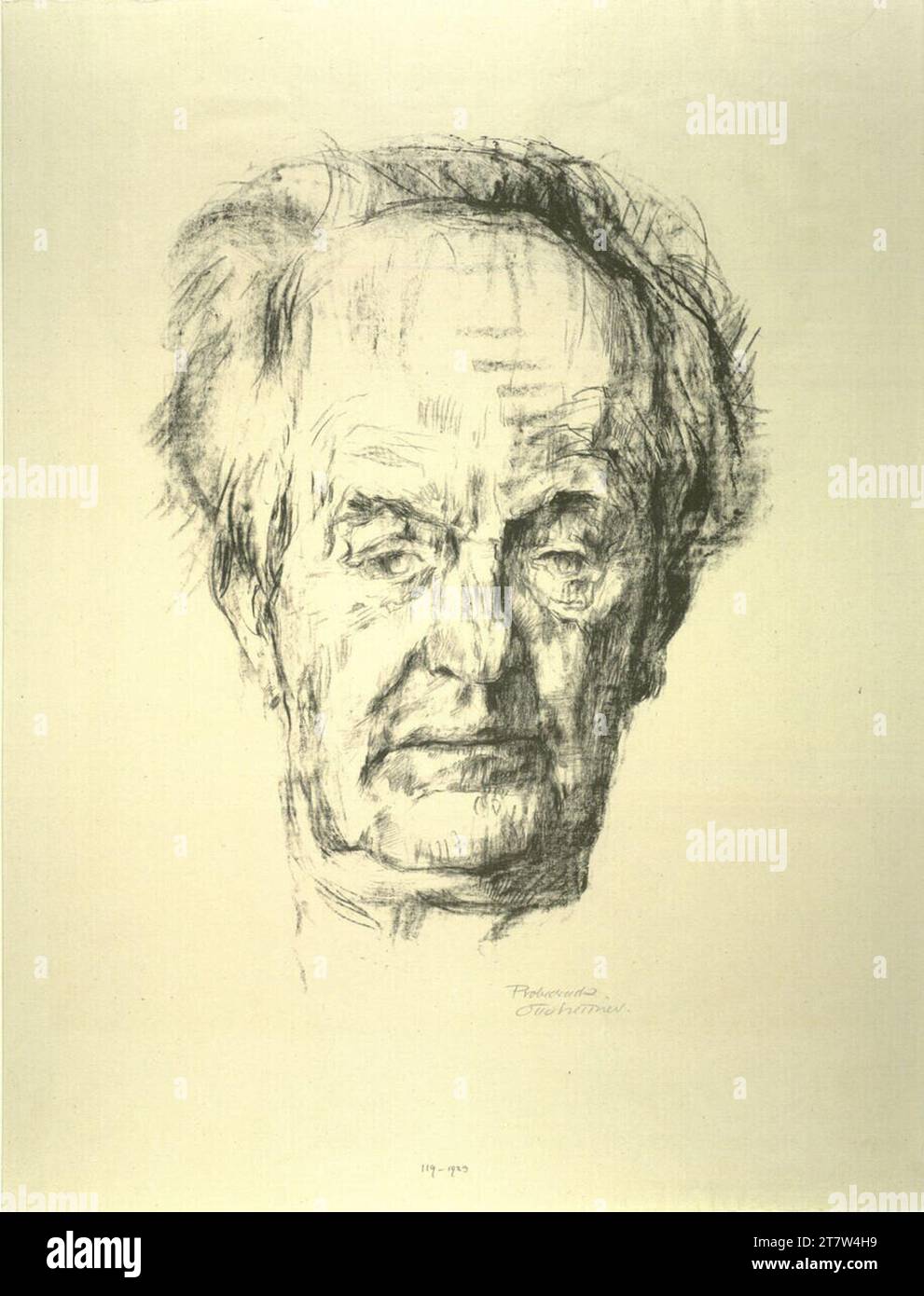 Otto Hettner Portrait Gerhard Hauptmann. Lithography 1920 , 1920 Stock ...