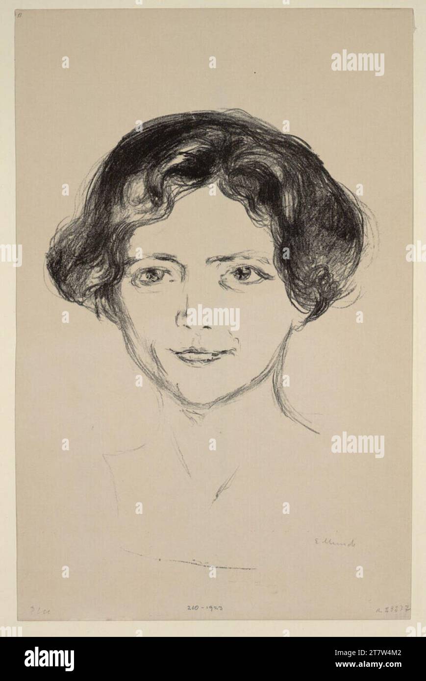 Edvard Munch Edith Rode. Lithography with litho -series in black 1908-1909 , 1908/1909 Stock ...