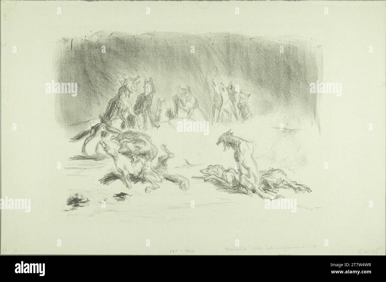 Max Slevogt Faces "wolves upset. Lithography 1917 , 1917 Stock Photo ...