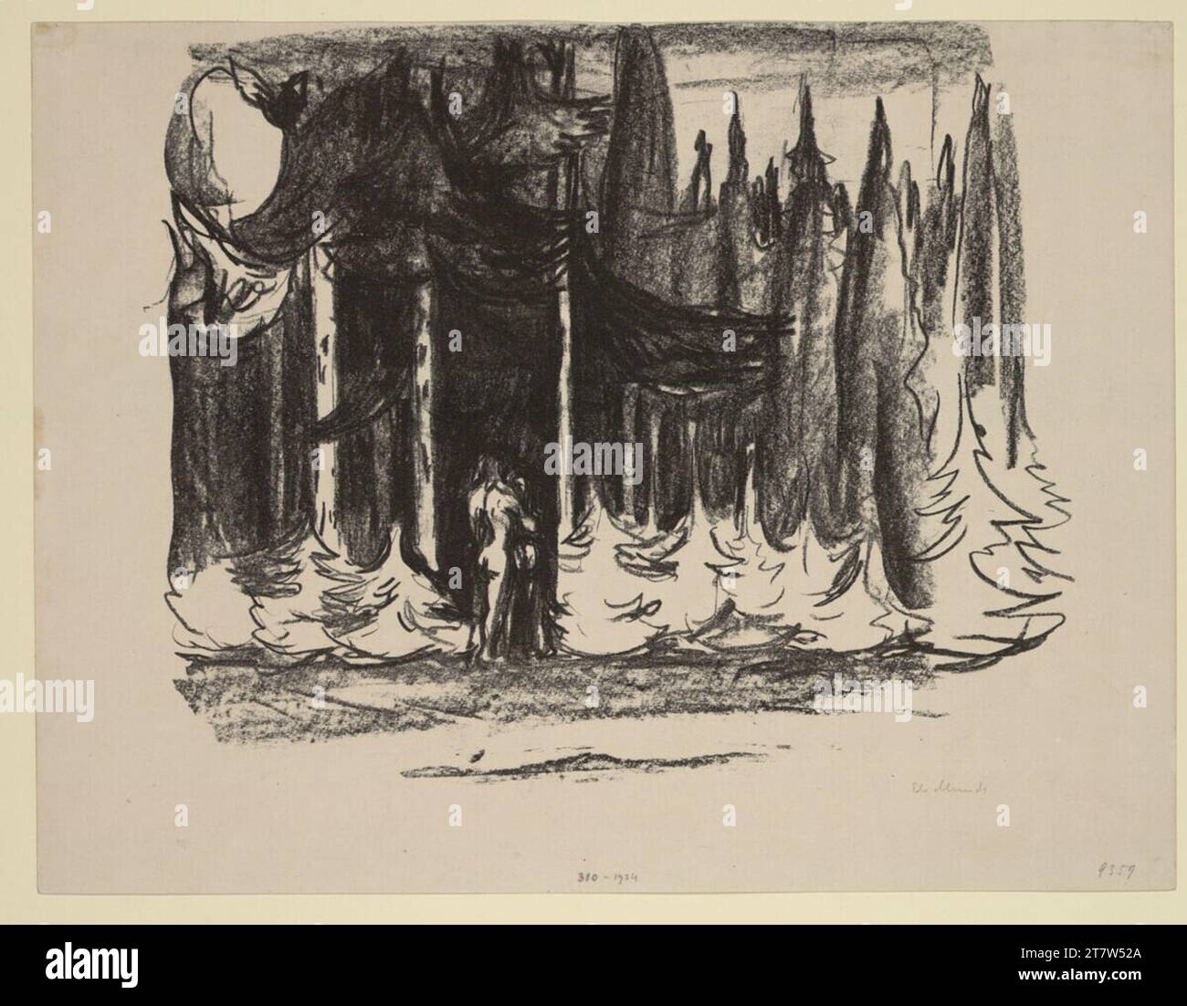 Edvard Munch To the forest. Lithography with litho -series in black 1908-1909 , 1908/1909 Stock ...