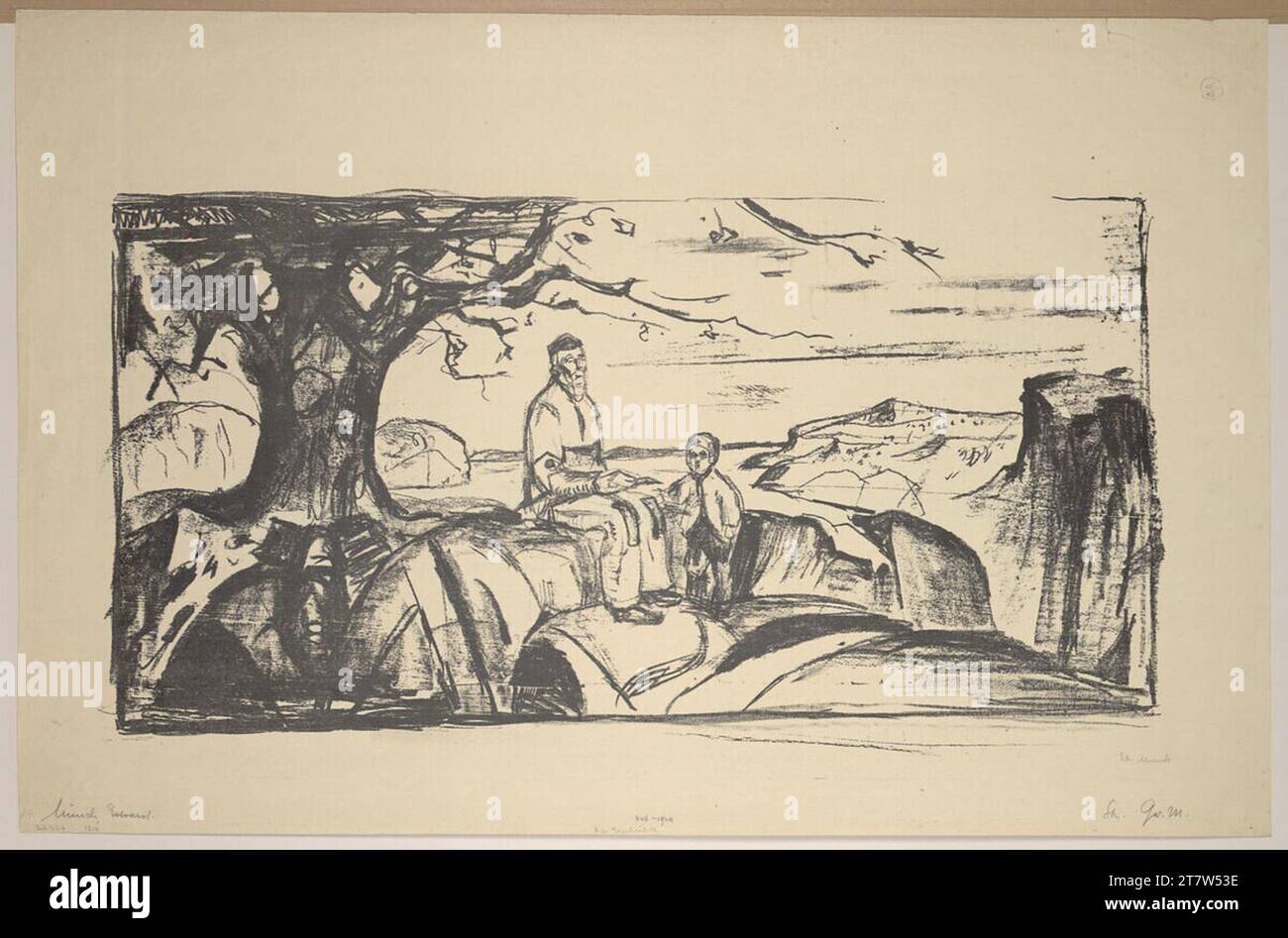 Edvard Munch The history. Lithography with litho -series in black 1914 ...