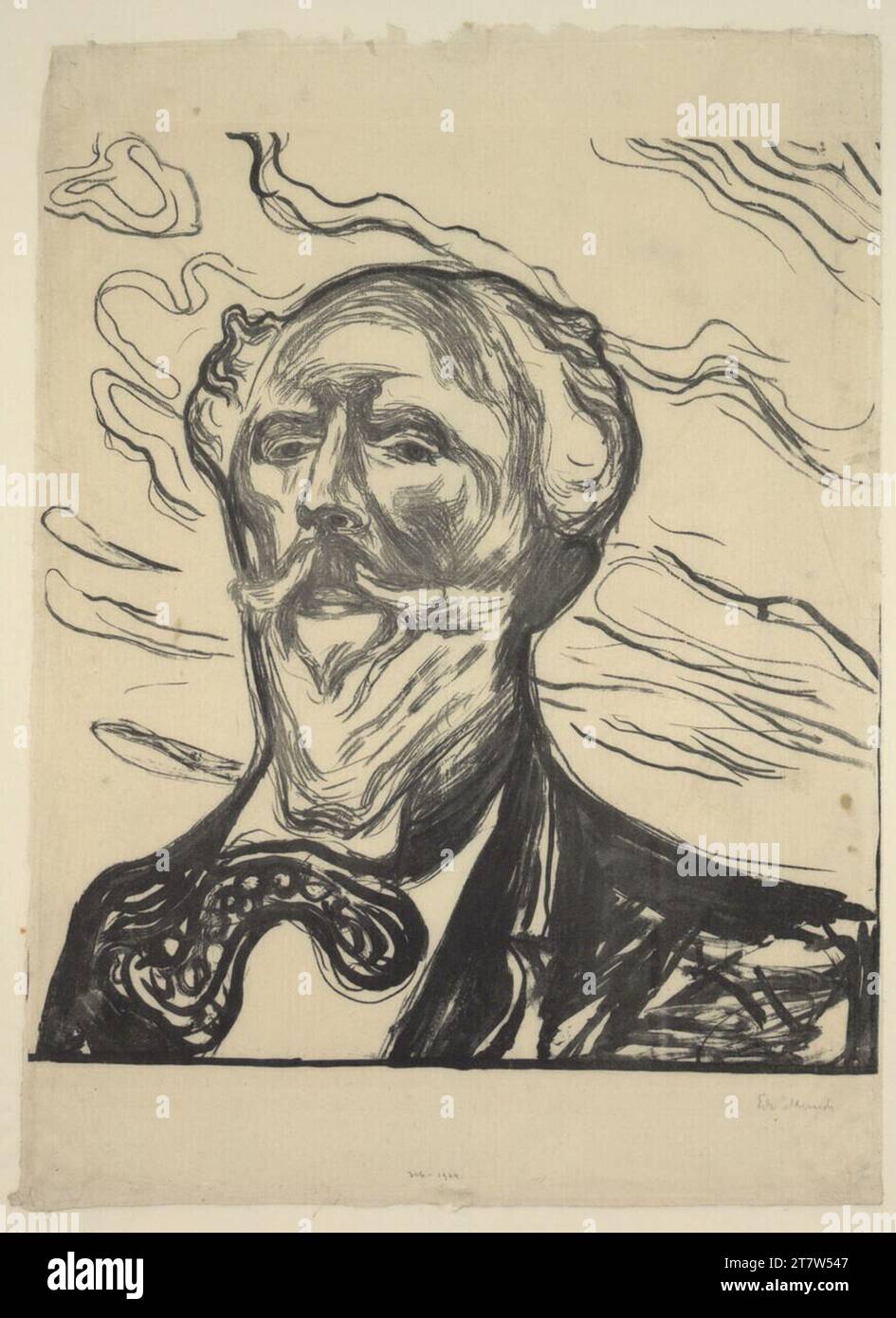 Edvard Munch Holger Drachmann. Lithography with litho -series in black ...