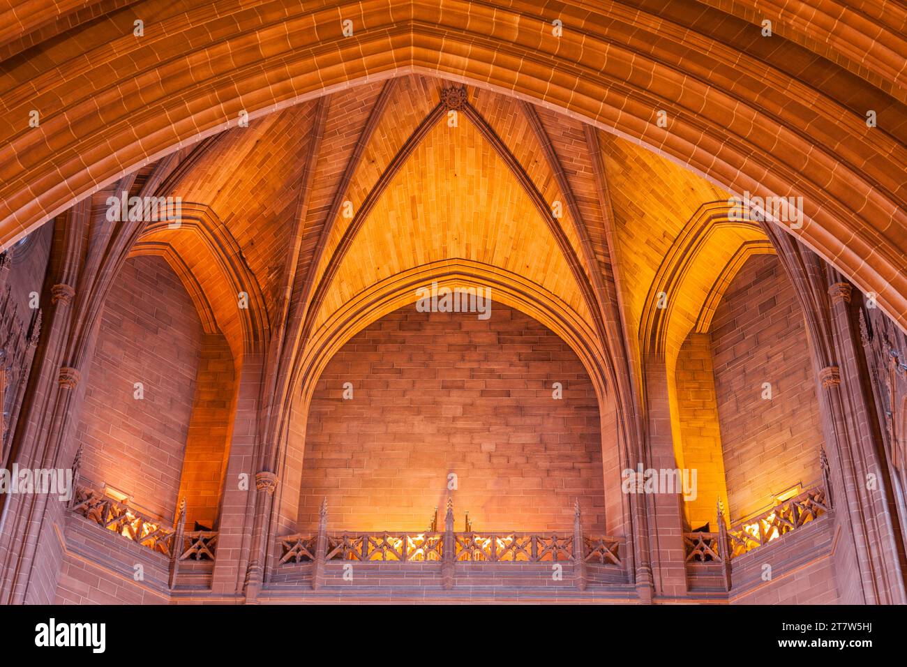 Stone arches in roof of Anglican Cathedral. Liverpool Merseyside ...