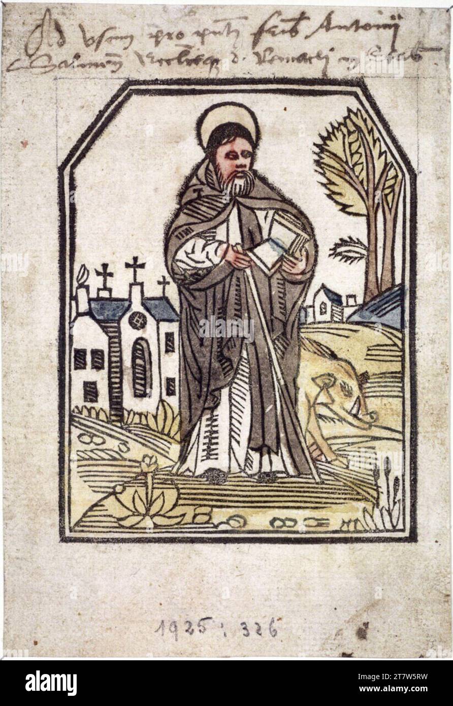 Anonym Saint Antonius. Woodcut, colored Stock Photo - Alamy