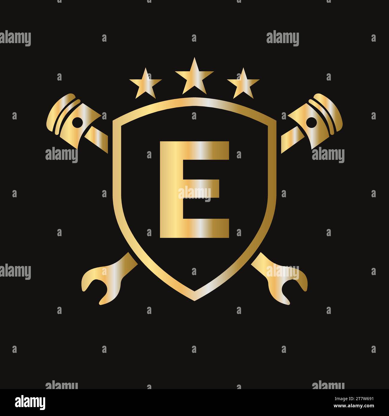 Repair Logo On Letter E Vector Template. Automotive Mechanic Symbol ...