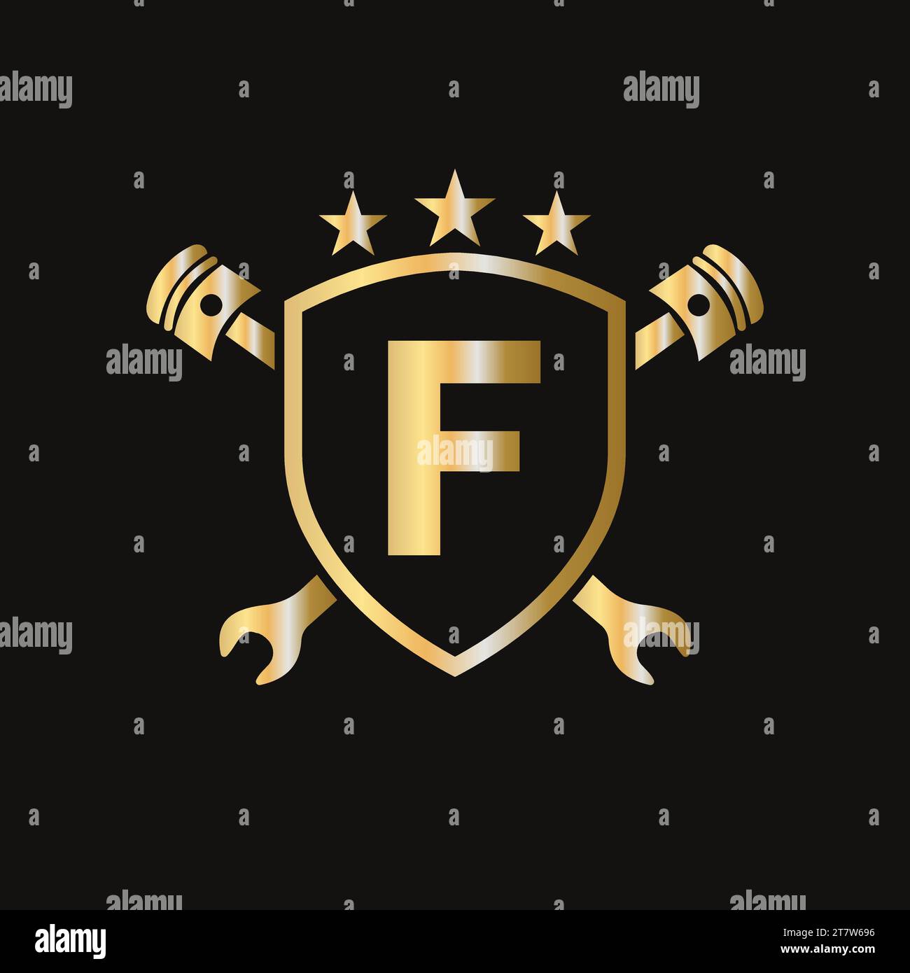 Repair Logo On Letter F Vector Template. Automotive Mechanic Symbol ...