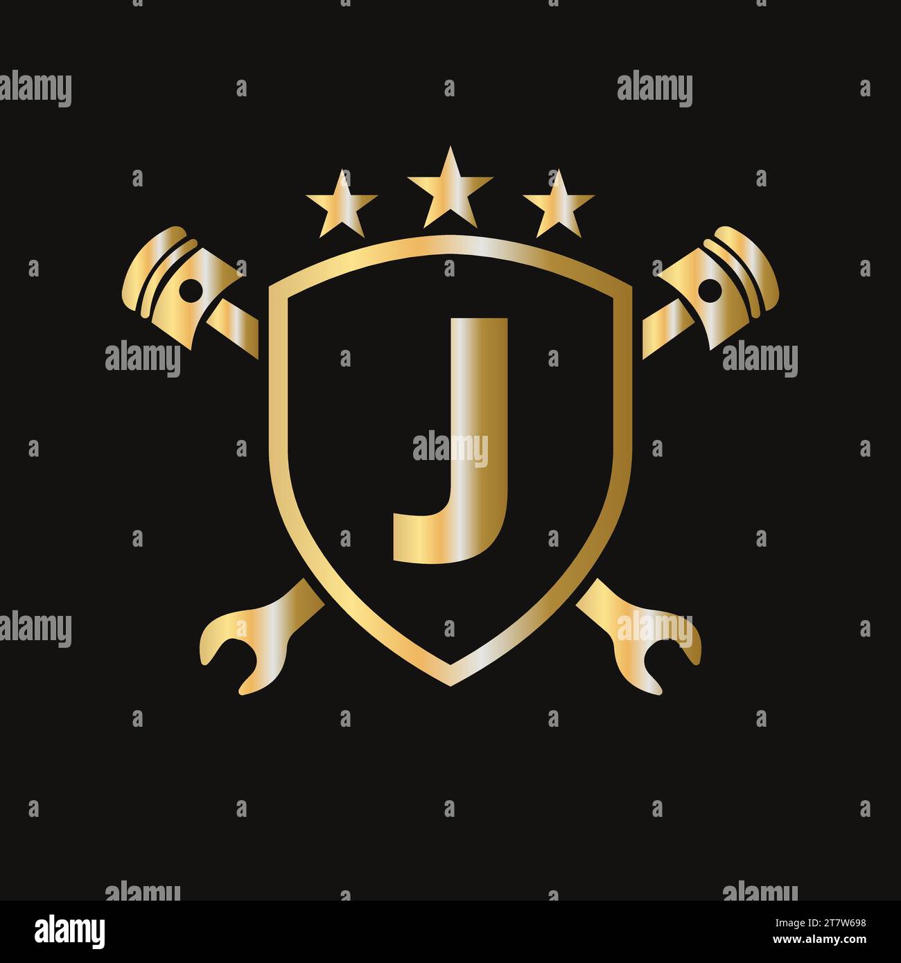 Repair Logo On Letter J Vector Template. Automotive Mechanic Symbol ...