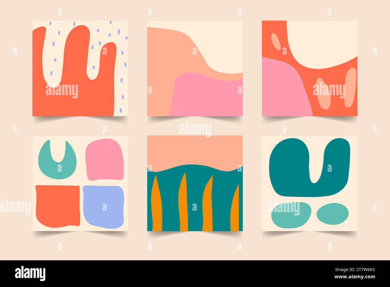 Set trendy abstract backgrounds with hand drawn shapes and doodle ...