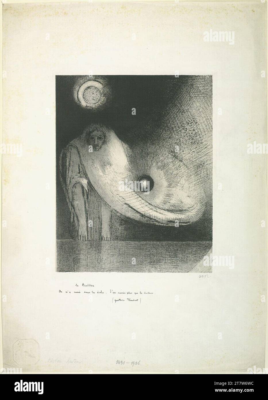 Odilon Redon The Buddha (the Buddha). Lithograph; On a rolled Chinese ...