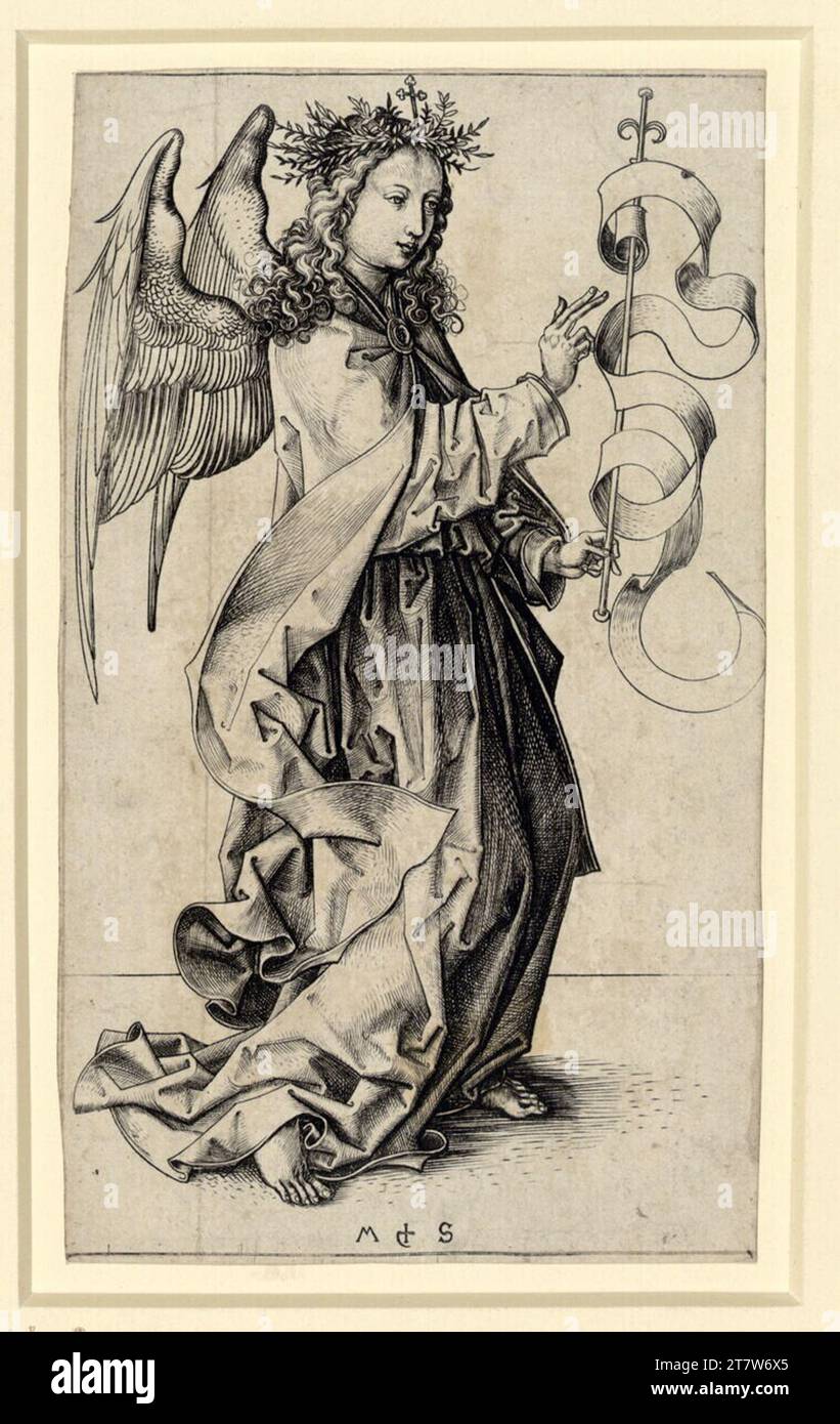 Martin Schongauer The Archangel Gabriel. Copper engraving print letztes ...