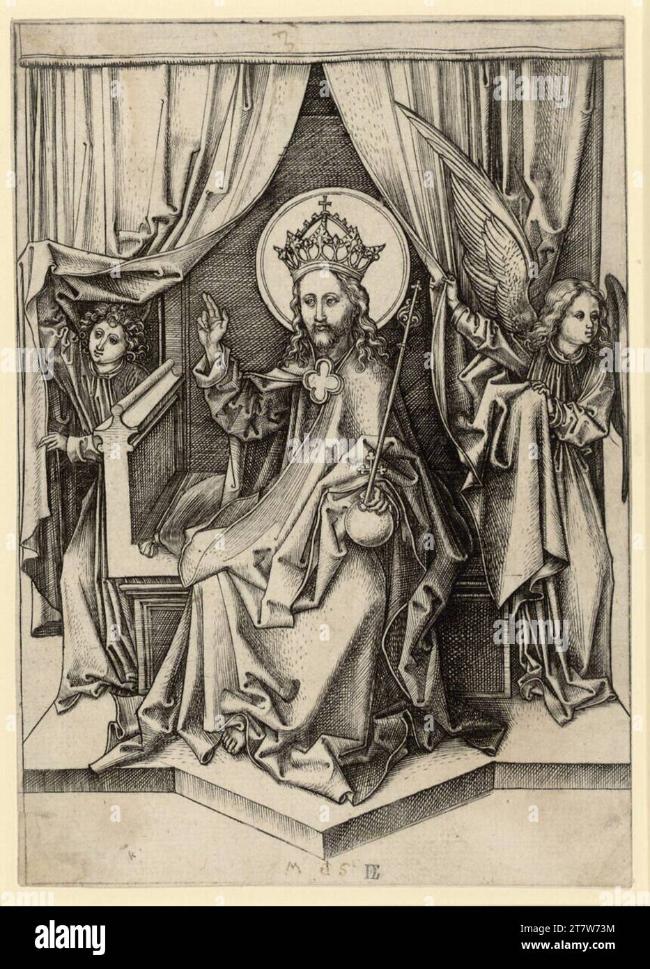 Martin Schongauer The enthroned Christ. Copper engraving print letztes ...