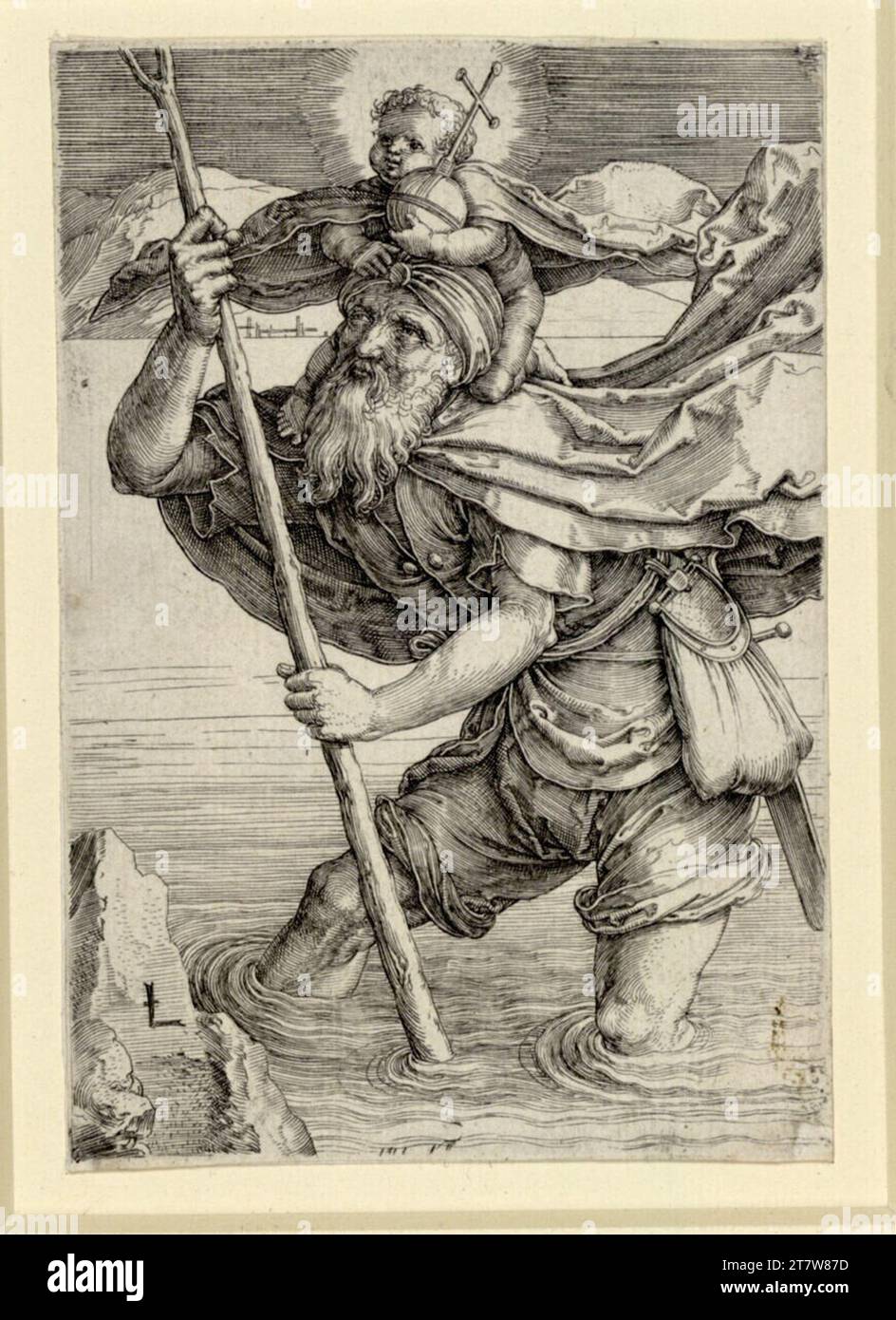 Lucas Hugensz. van Leyden Saint Christophorus carries the child of ...