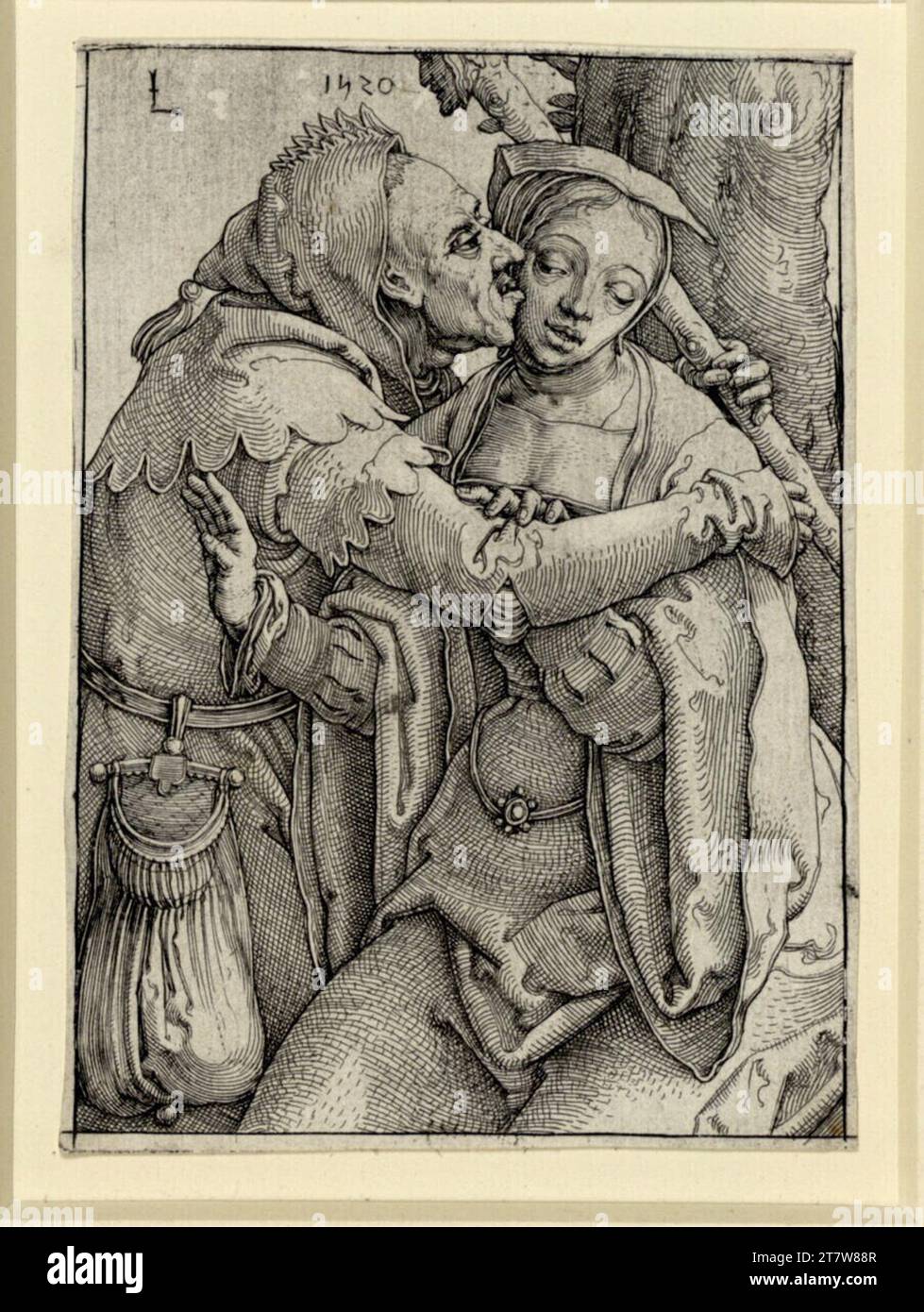 Lucas Hugensz. van Leyden The fool and the girl. Etching and copper ...