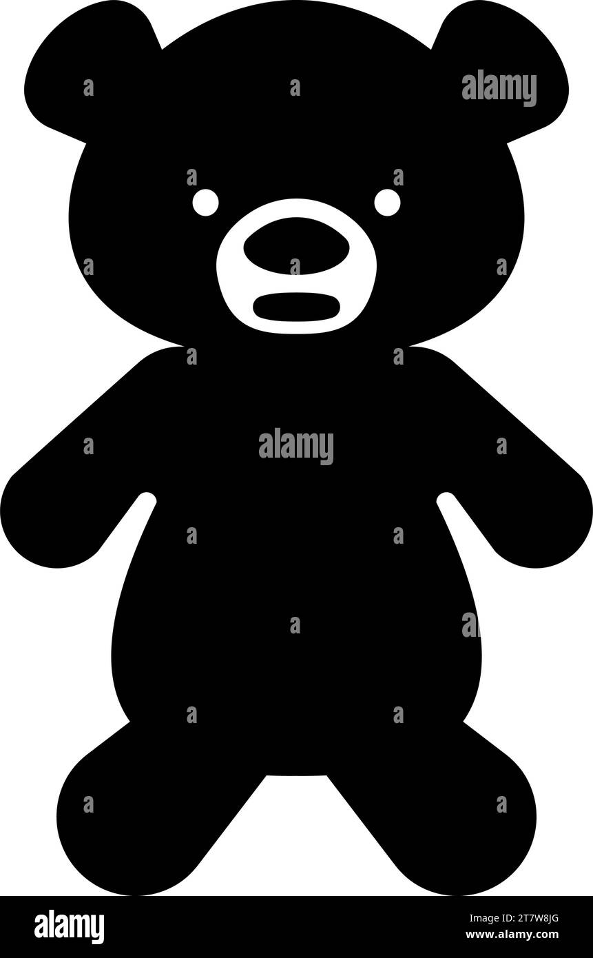 Toy plush bear cute doll icon black color vector illustration image ...