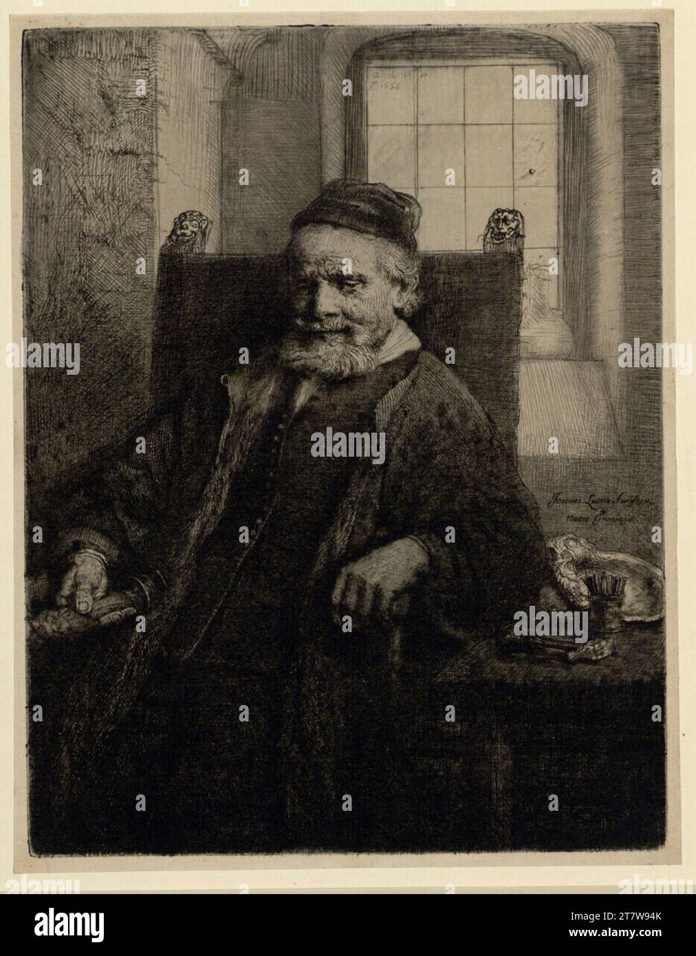 Rembrandt Harmensz. van Rijn The goldsmith Jan Lutma. Etching, copper ...