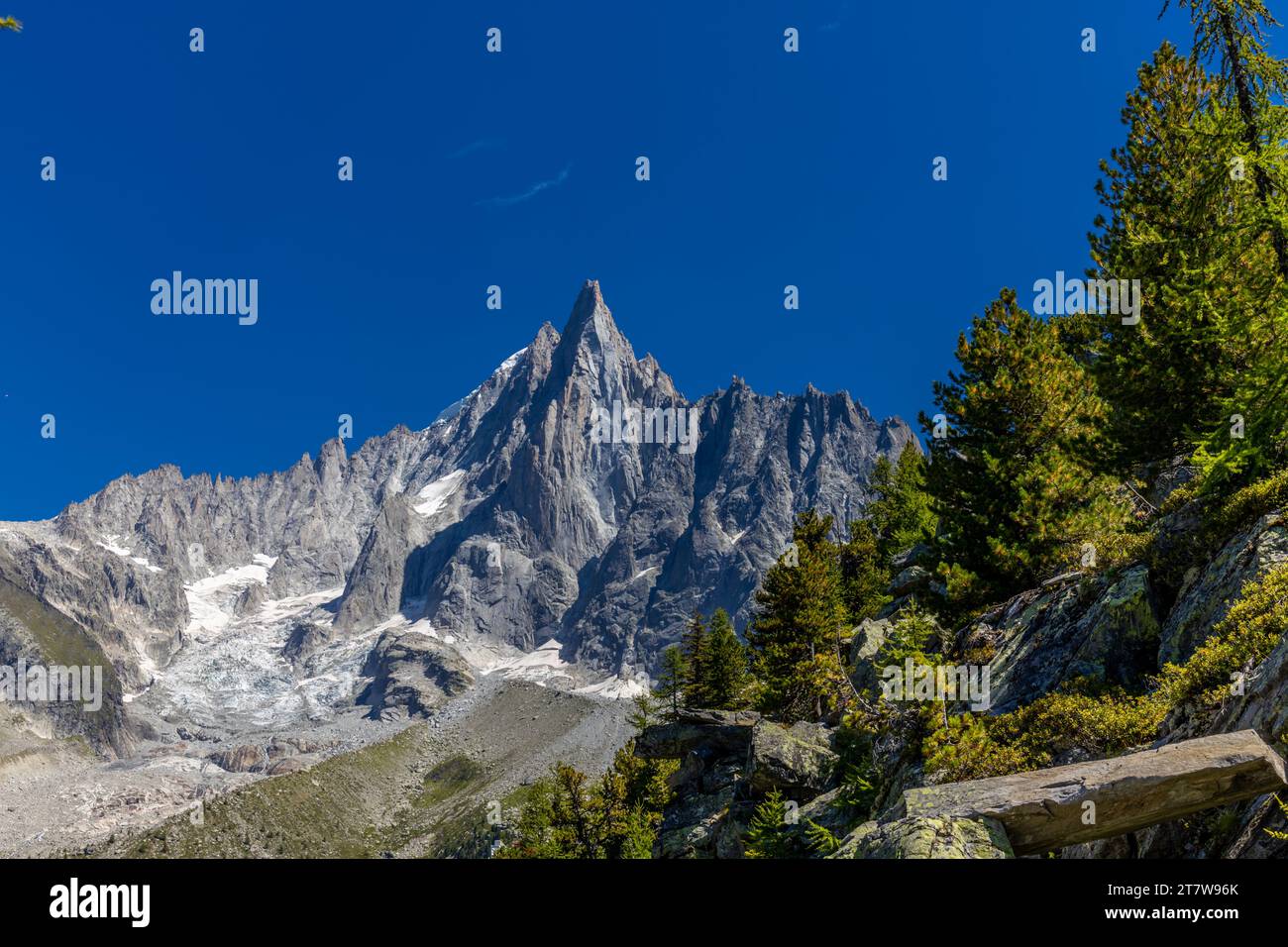 Aiguille du Dru, Les Drus mountain peak, Petit Dru summit in Chamonix ...