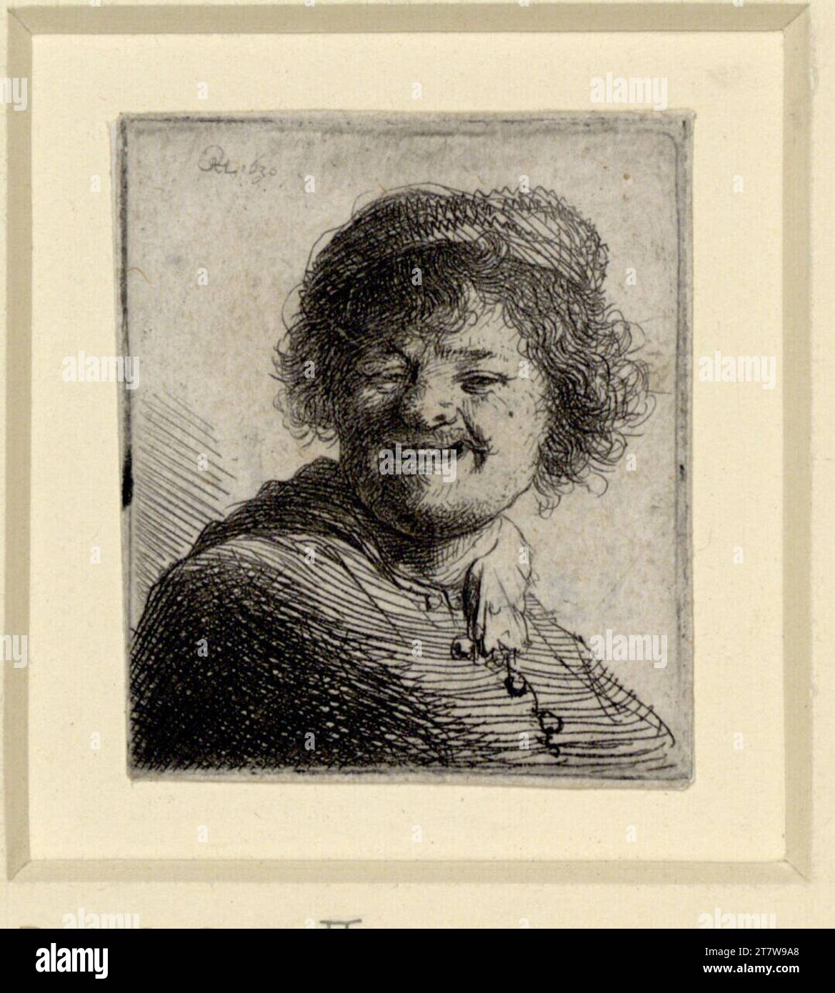 Rembrandt Harmensz. van Rijn Self -portrait, laughing. Etching with ...