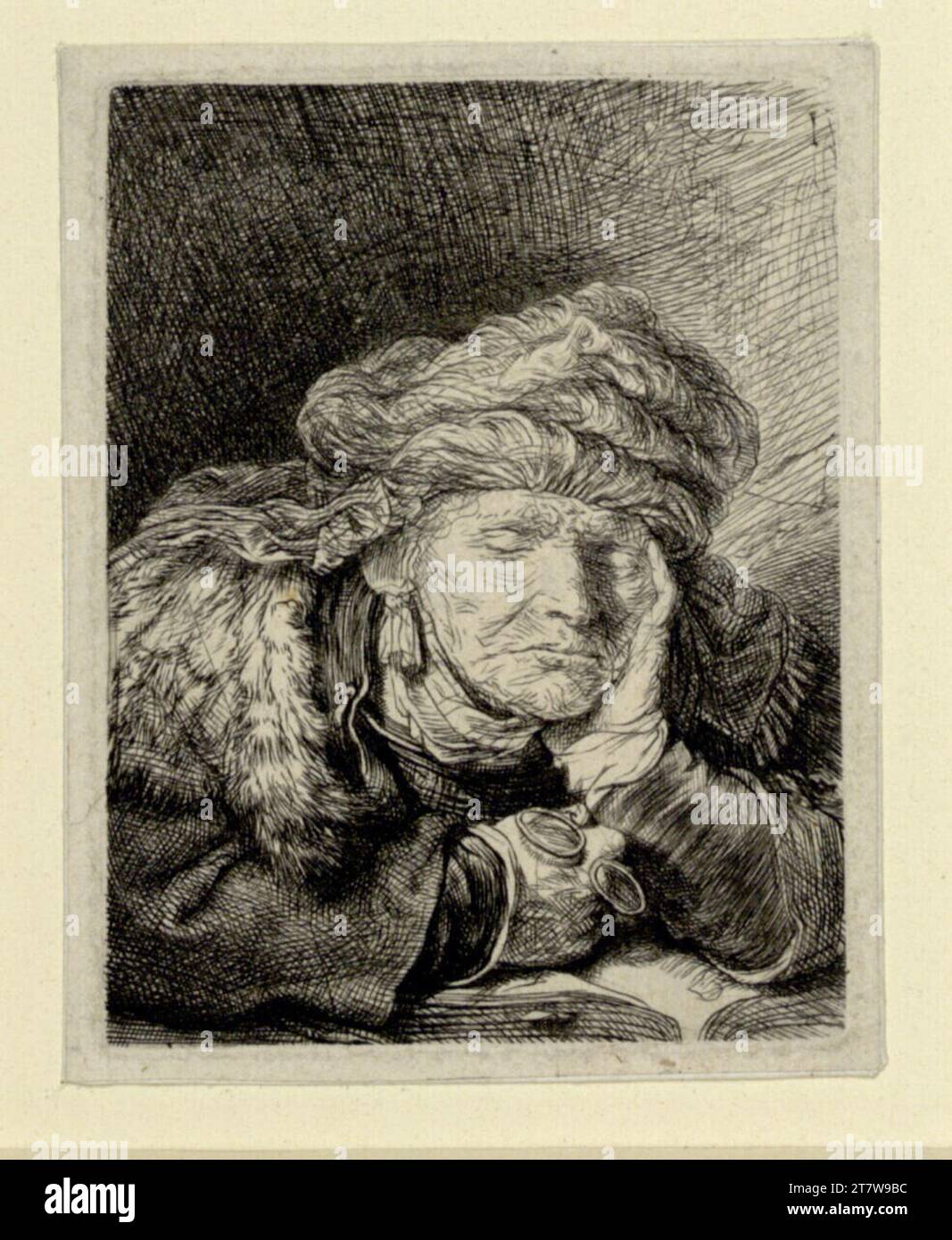 Rembrandt Harmensz. van Rijn Old sleeping woman. etching around 1636 ...
