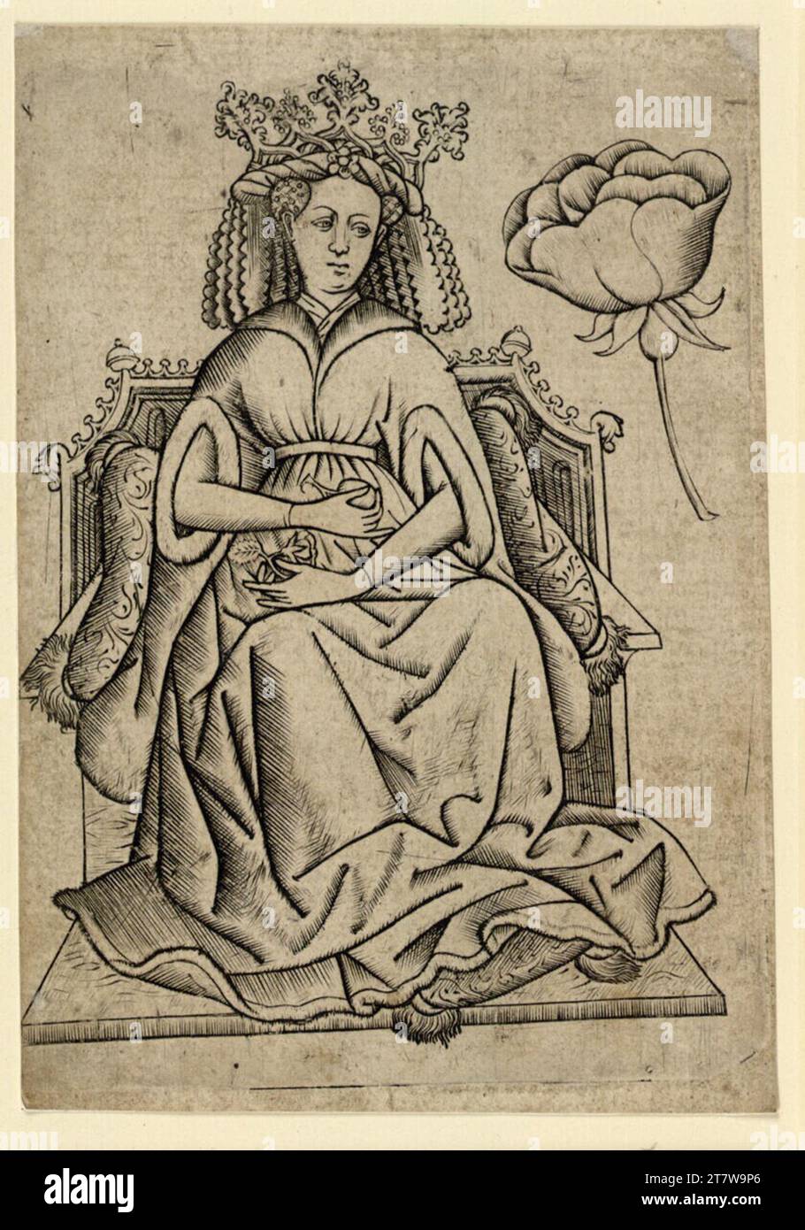 Anonym Flower lady. Copper engraving print around 1440-1450 Stock Photo ...