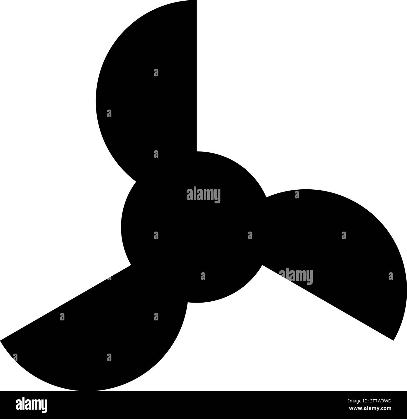 Screw of ship propeller fan turbine three-bladed icon black color ...