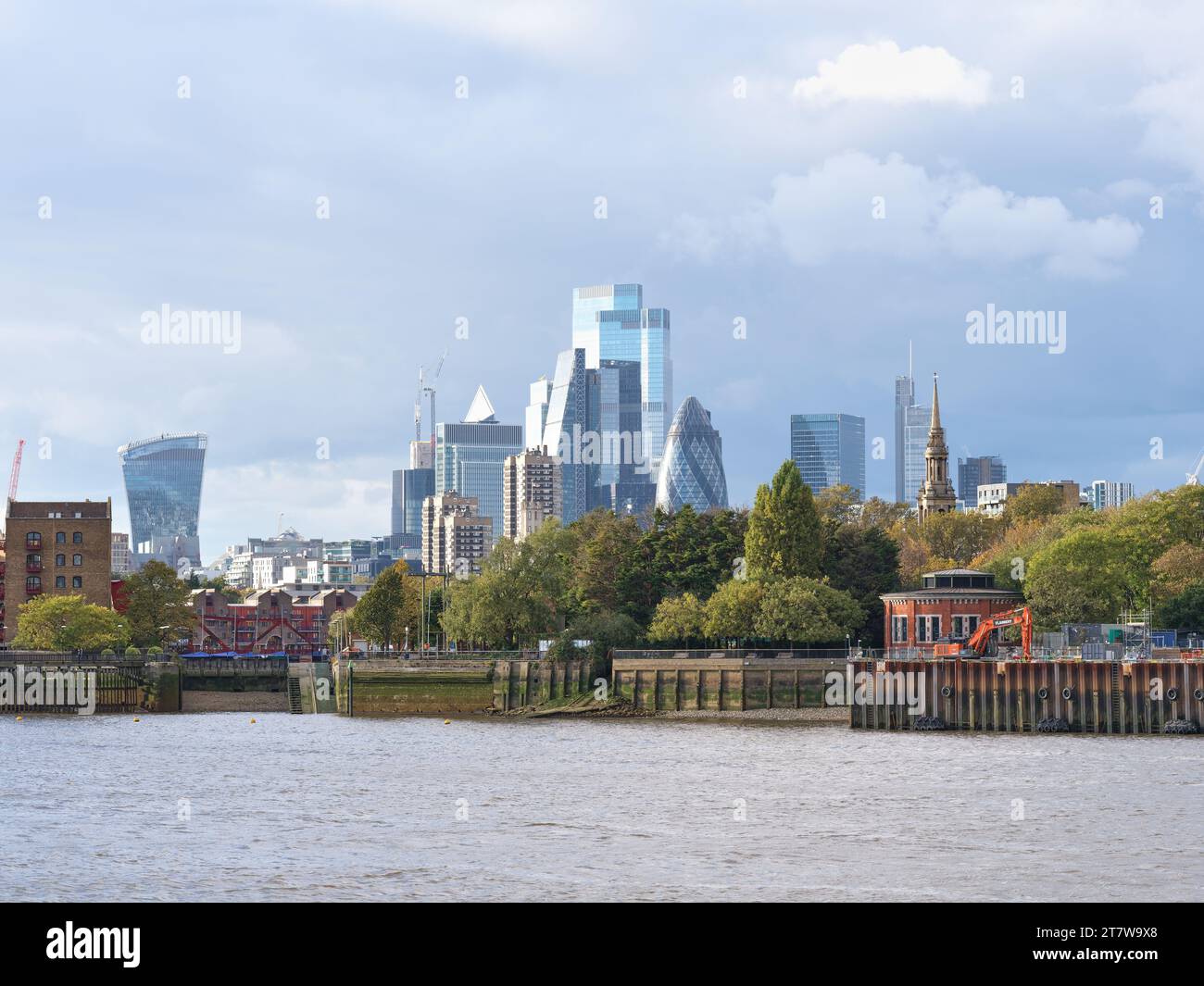Commercial skyscraper buildings across the river Thames in the City of ...