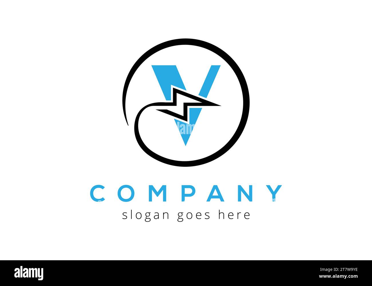 Letter V lighting thunder bolt Logo Design Vector Template. Electric ...
