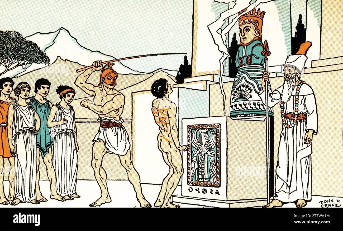 Spartan boys offering themselves to be whipped at festival times before ...