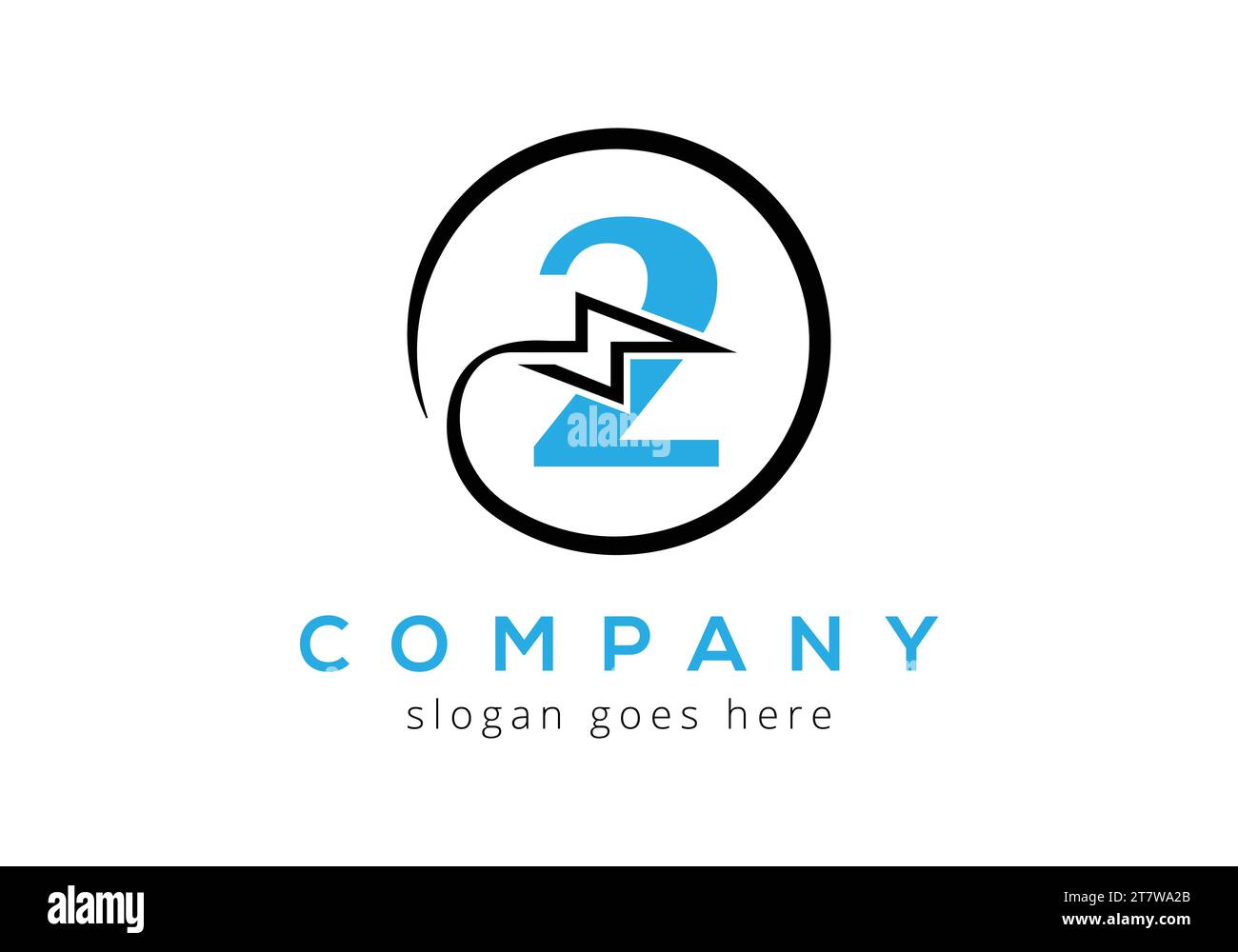Letter 2 lighting thunder bolt Logo Design Vector Template. Electric ...