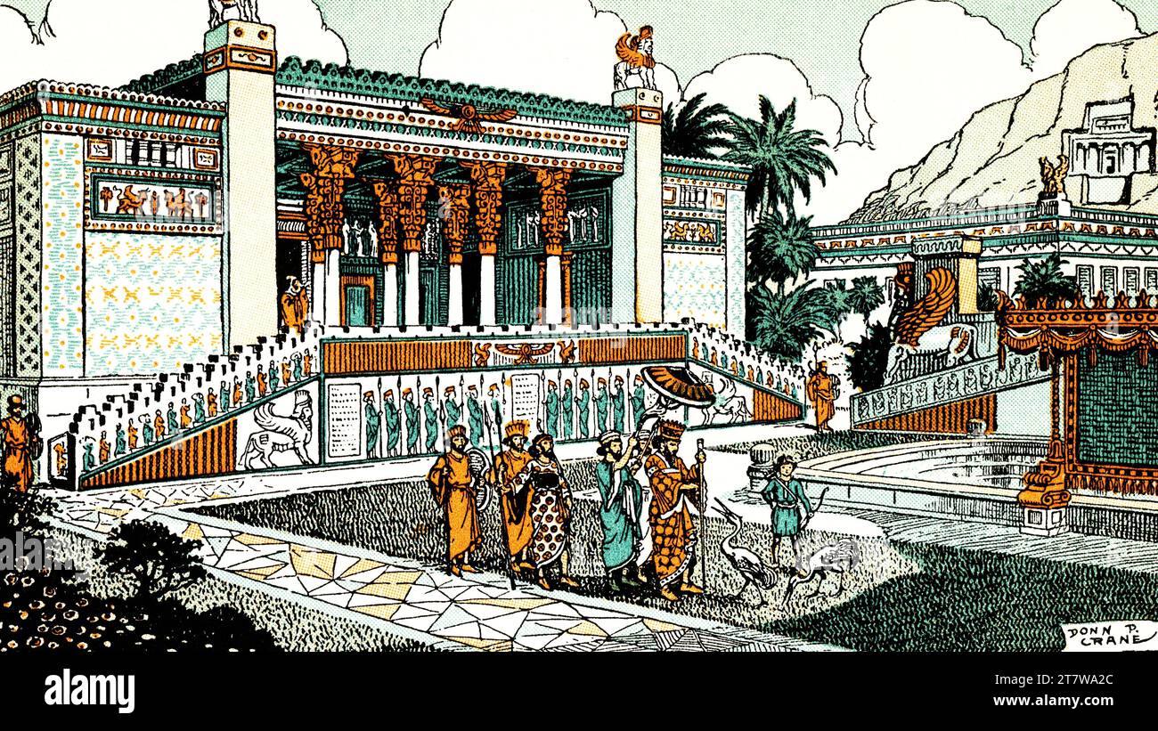 A reconstruction of the facade of the Palace of Darius, Persepolis. By ...