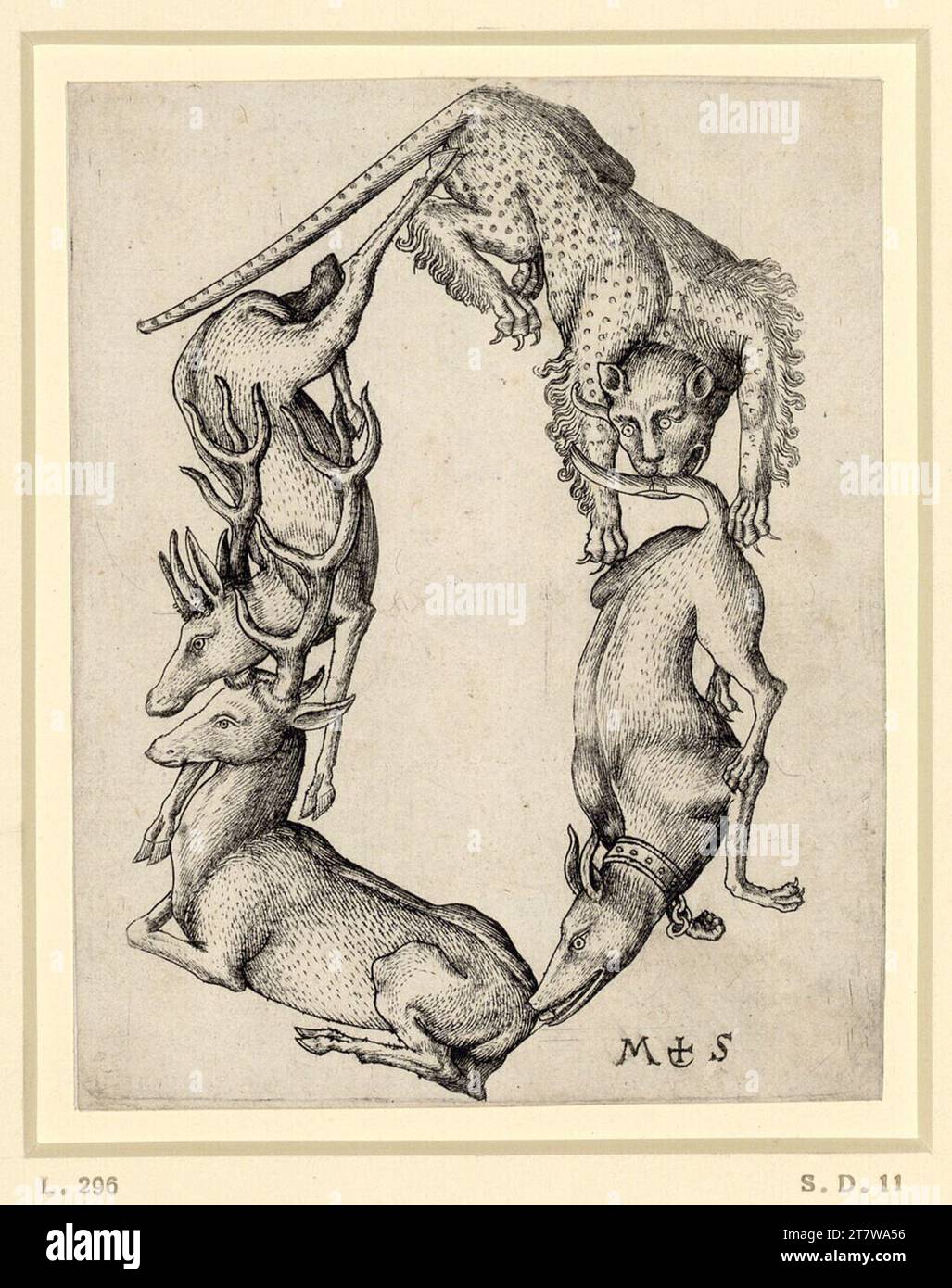 Meister E.S. The letter o. Copper engraving print zweites Drittel des ...