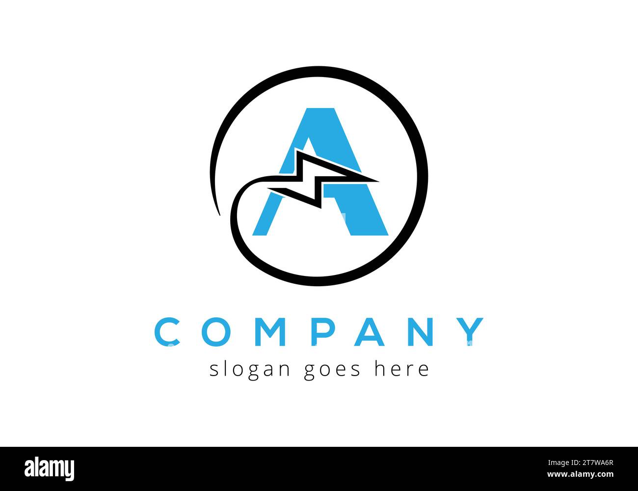 Letter A lighting thunder bolt Logo Design Vector Template. Electric ...